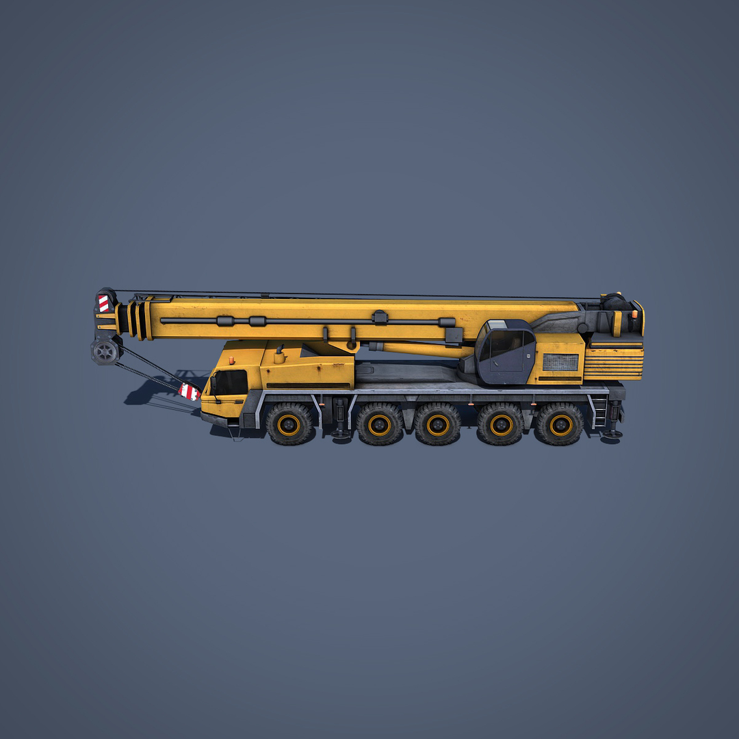 mobile crane rigged industrial 3d model