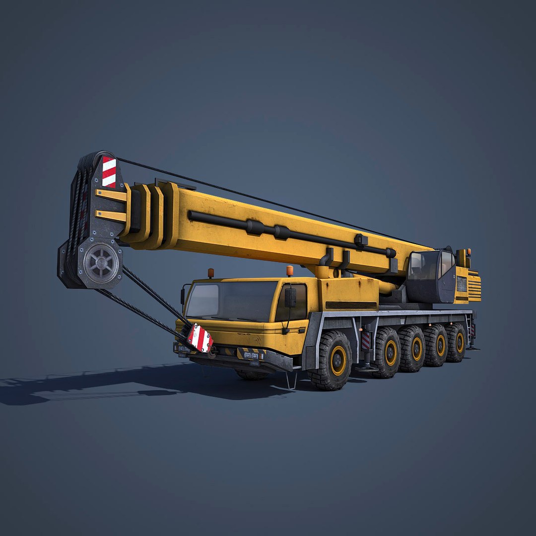 mobile crane rigged industrial 3d model