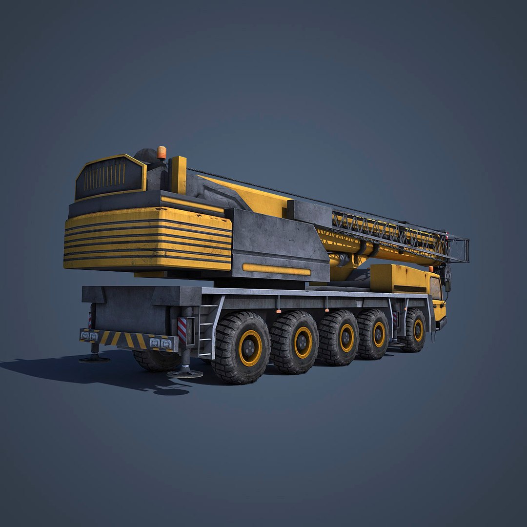 mobile crane rigged industrial 3d model