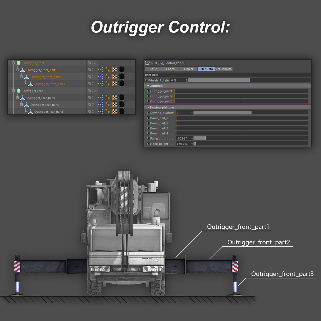 mobile crane rigged industrial 3d model