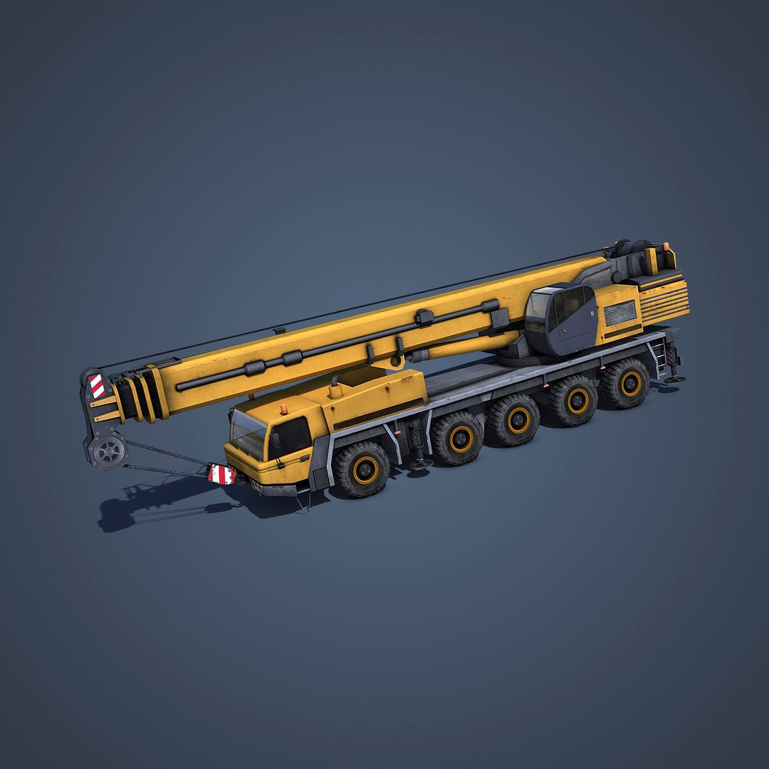 mobile crane rigged industrial 3d model