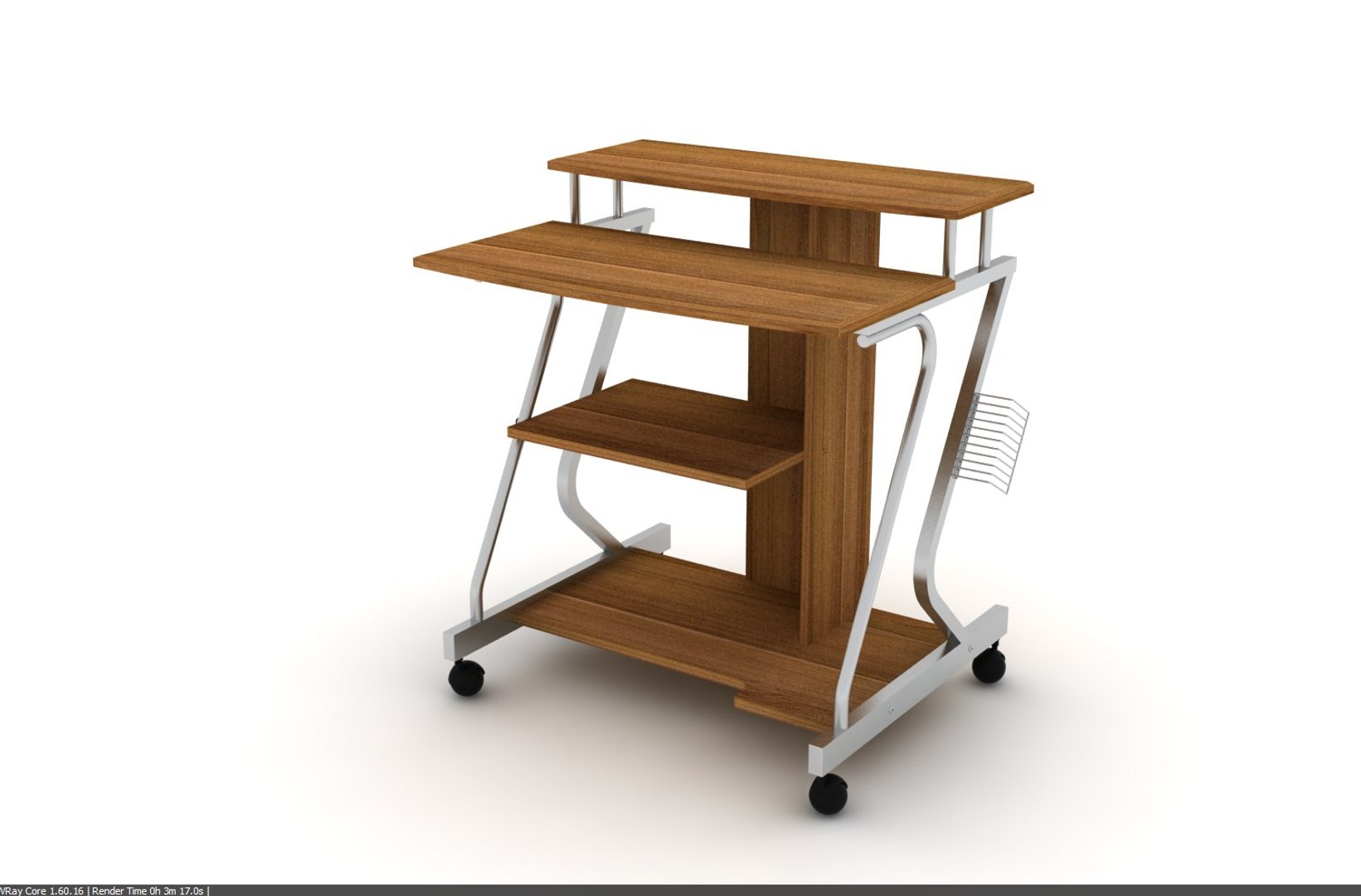 3d model computer desk castors