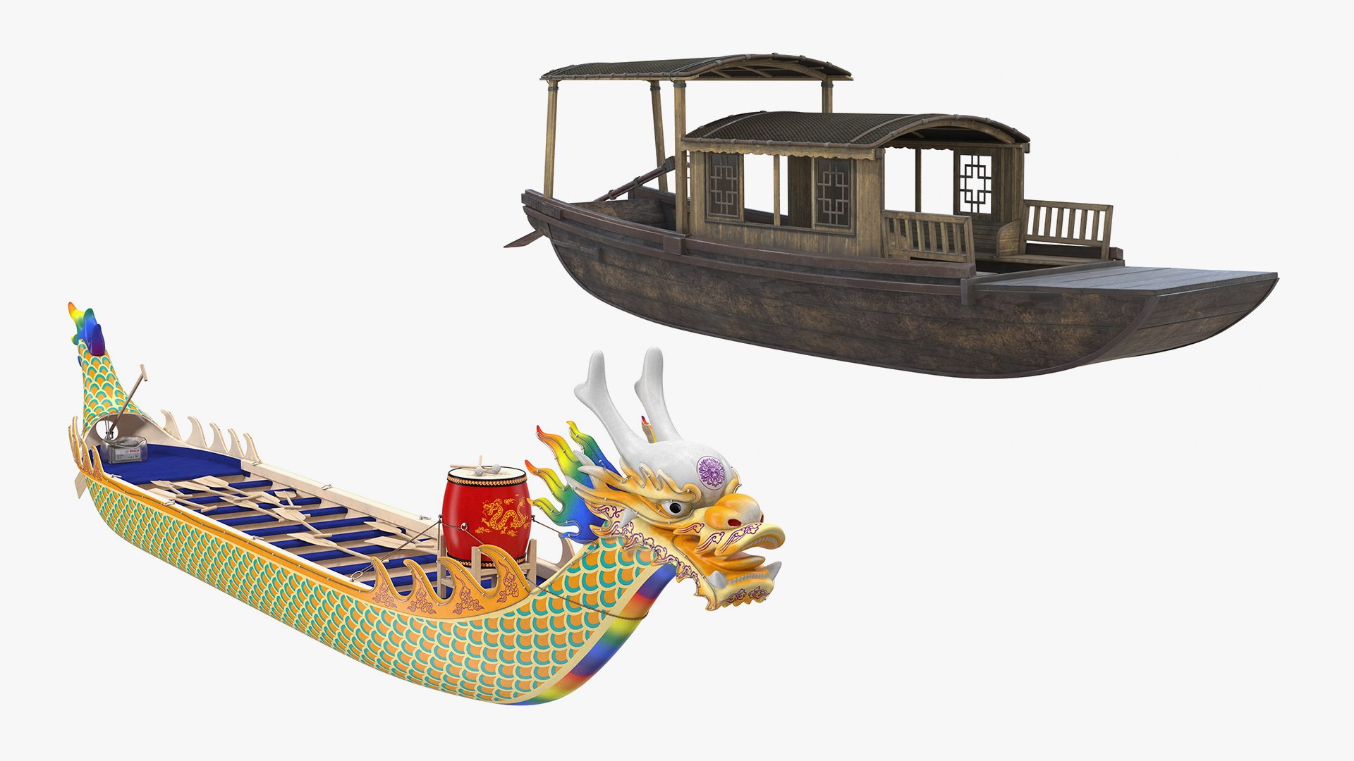 Old Traditional Chinese Boats Collection Model - TurboSquid 1815646