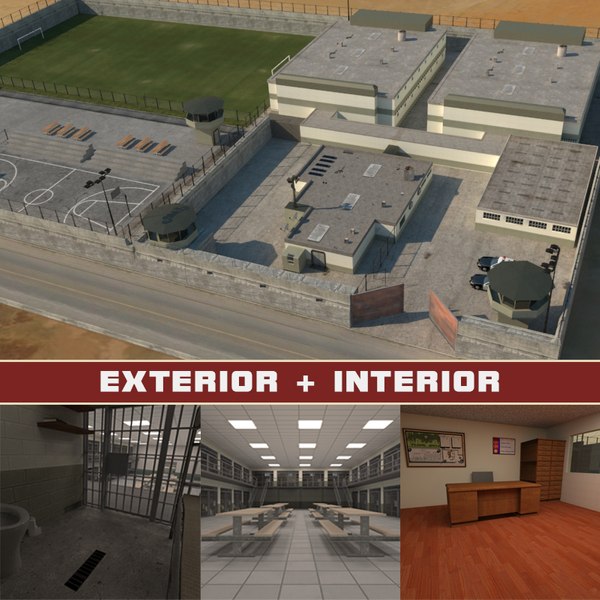 prison exterior scene 3d model