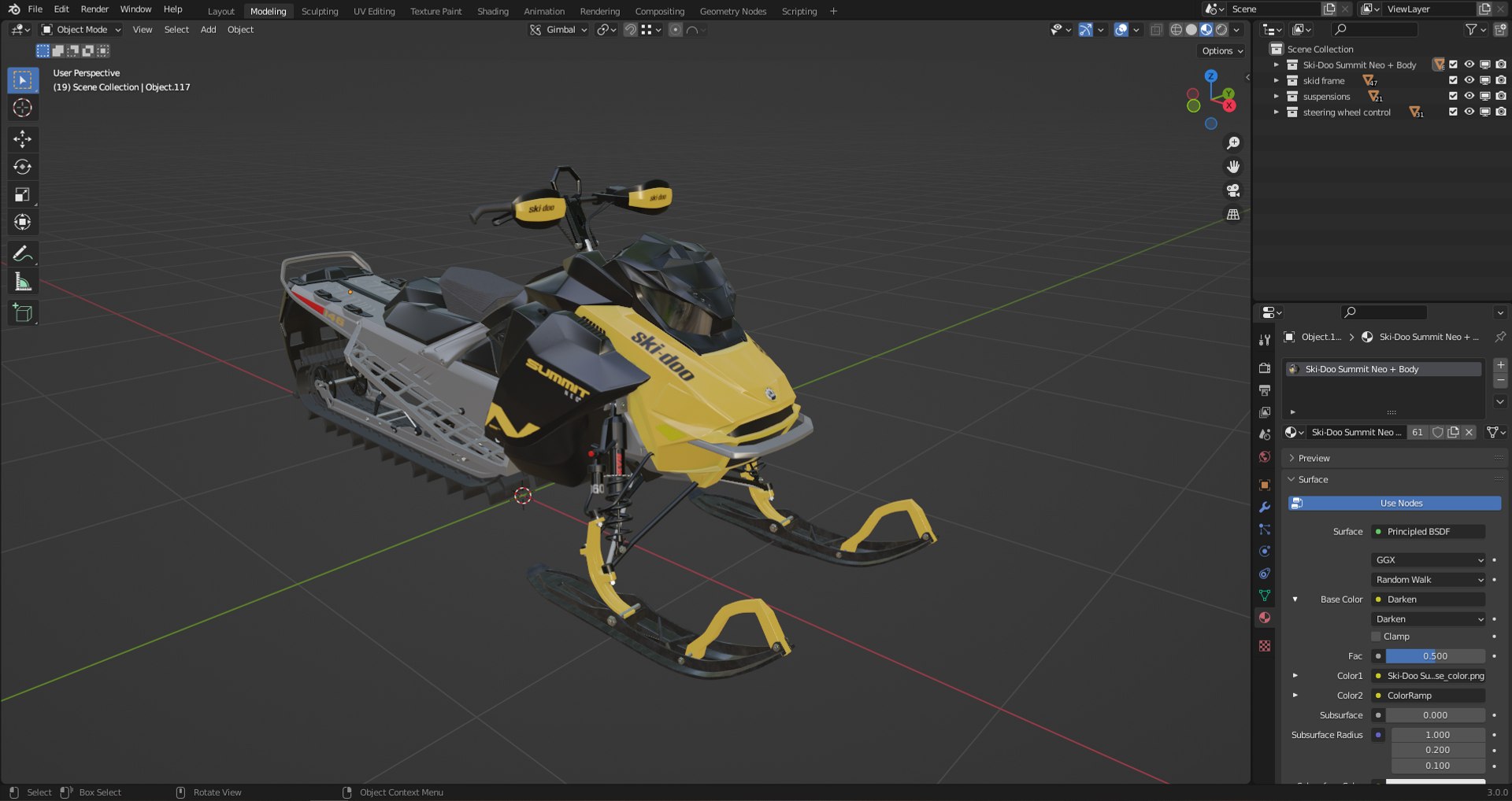 Snowmobile Ski-Doo Summit Neo Black-Yellow 2025 3D Model - TurboSquid ...