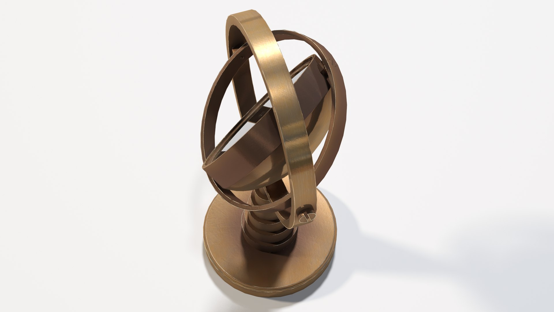 3D Antique Brass Gyroscopic Compass - TurboSquid 2160009