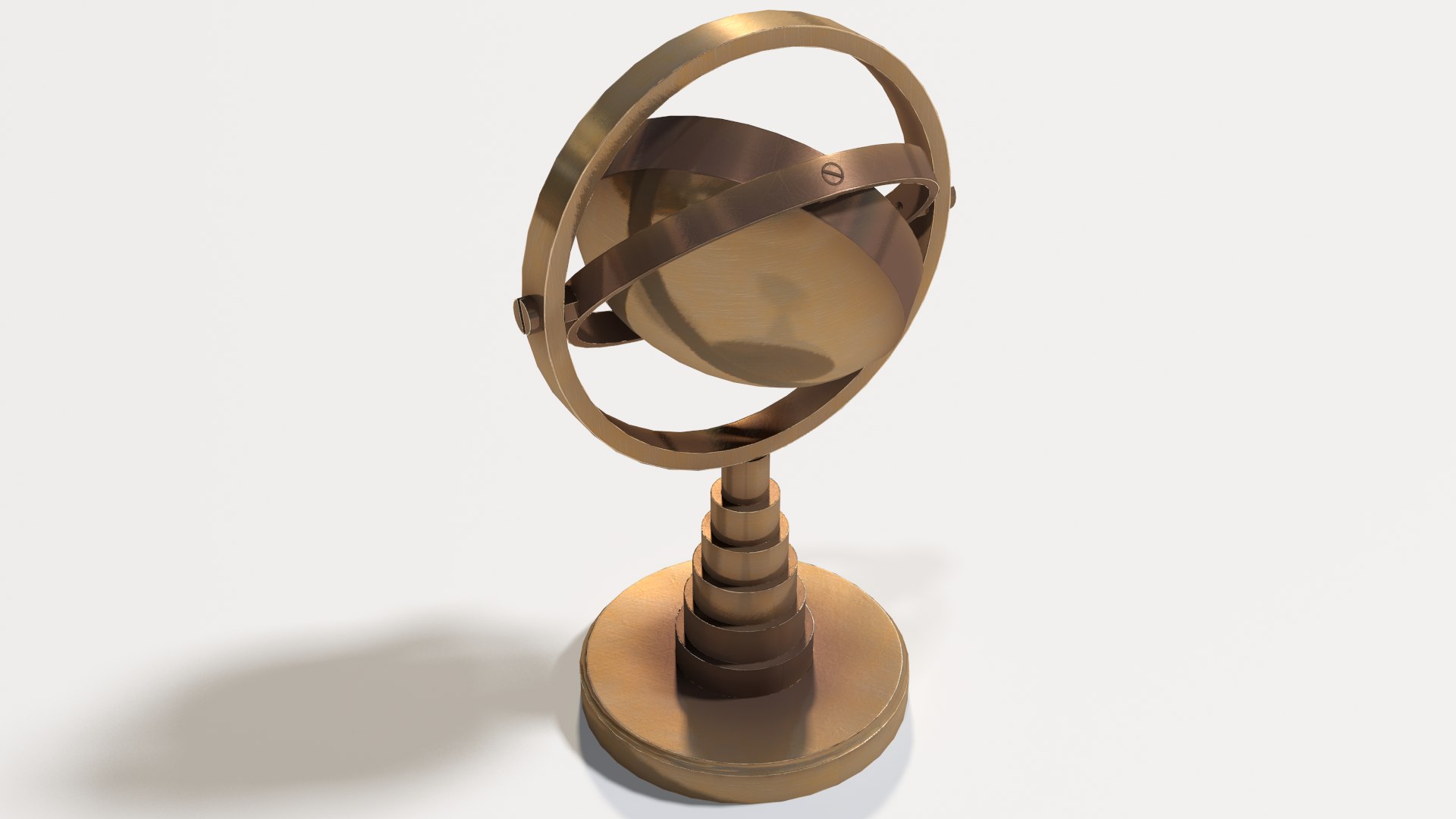 3D Antique Brass Gyroscopic Compass - TurboSquid 2160009