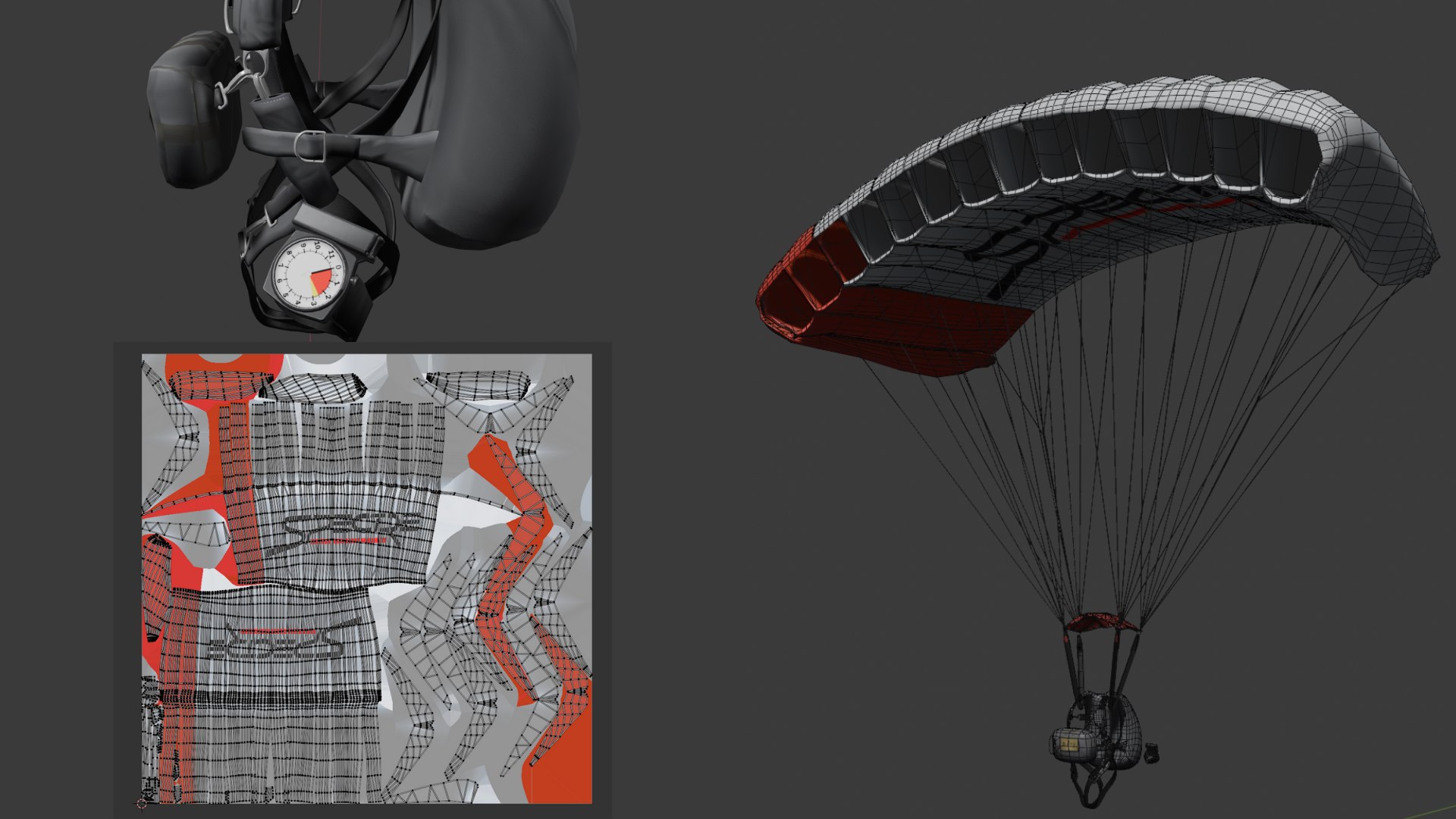 Rigged Parachute With Harness And Altimaters 3D Model - TurboSquid 2396666