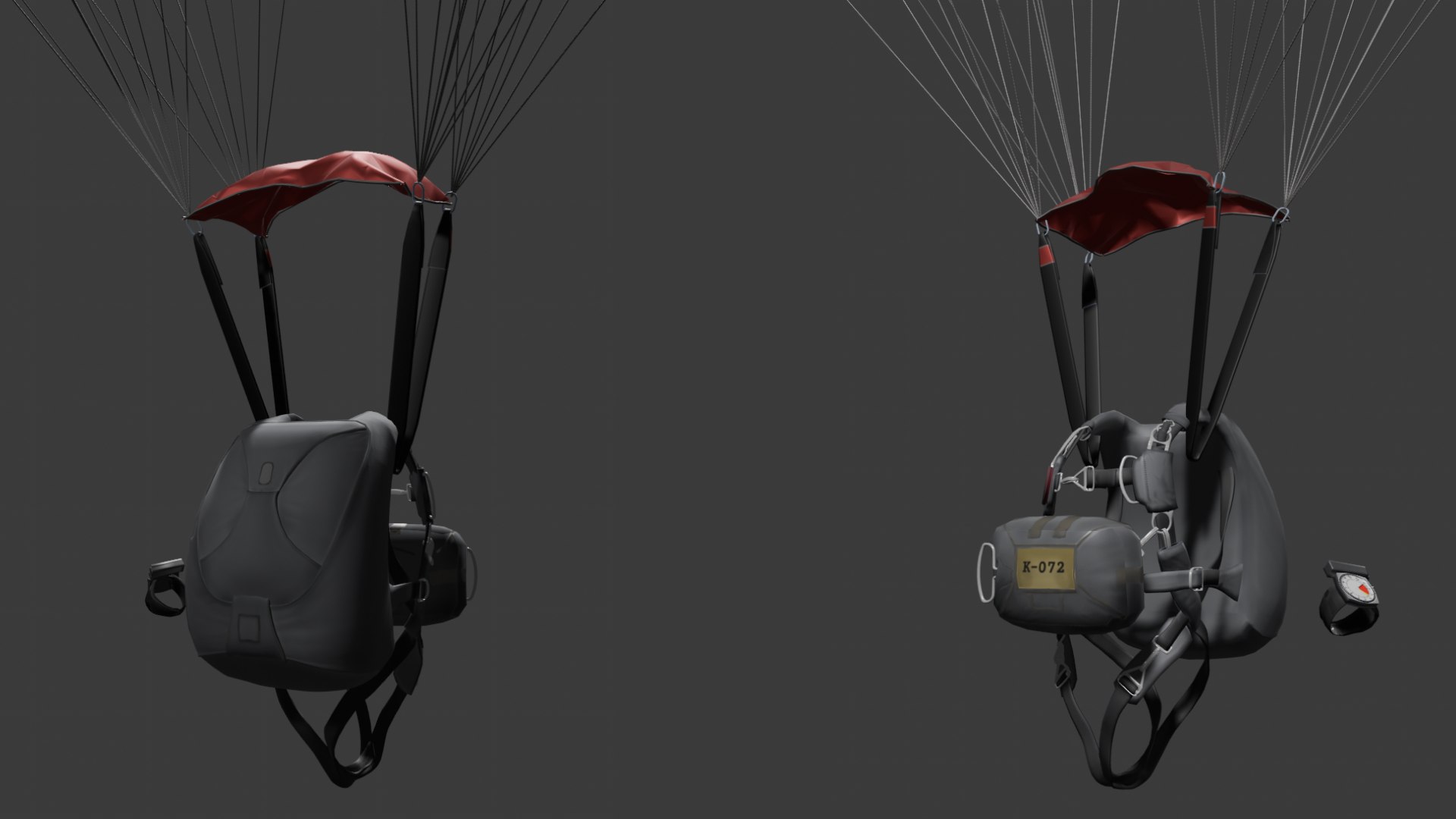 Rigged Parachute With Harness And Altimaters 3D Model - TurboSquid 2396666