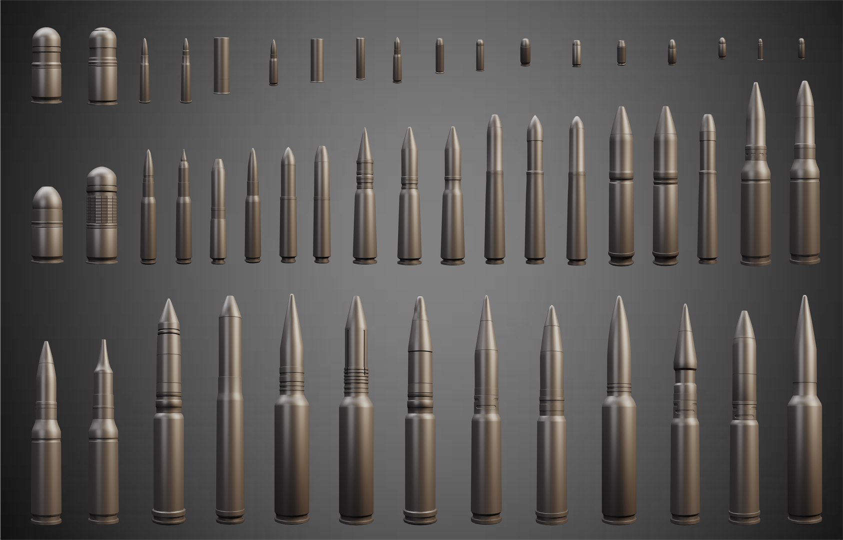 3D Model 50 Types Of Gameready Ammunition Package - TurboSquid 2360329