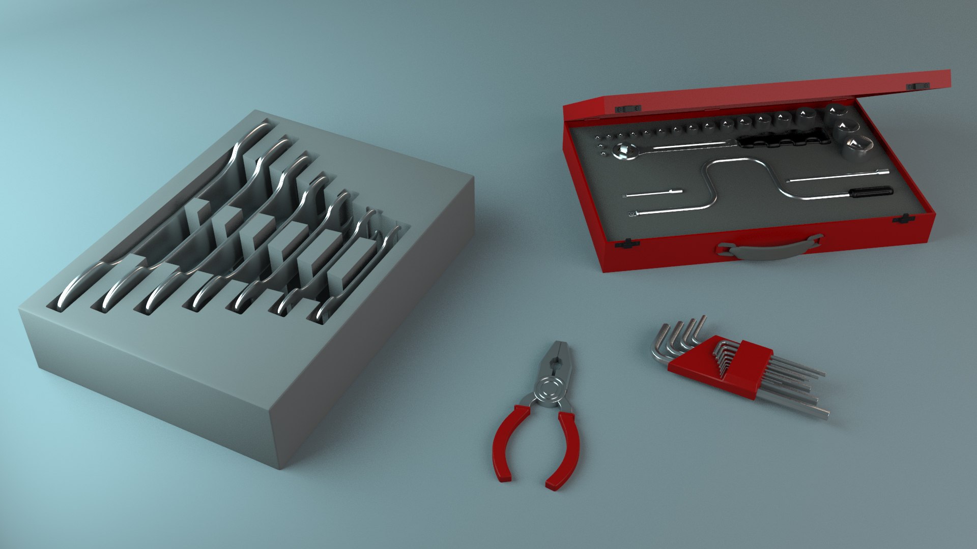 3d model hand tools pliers wrench