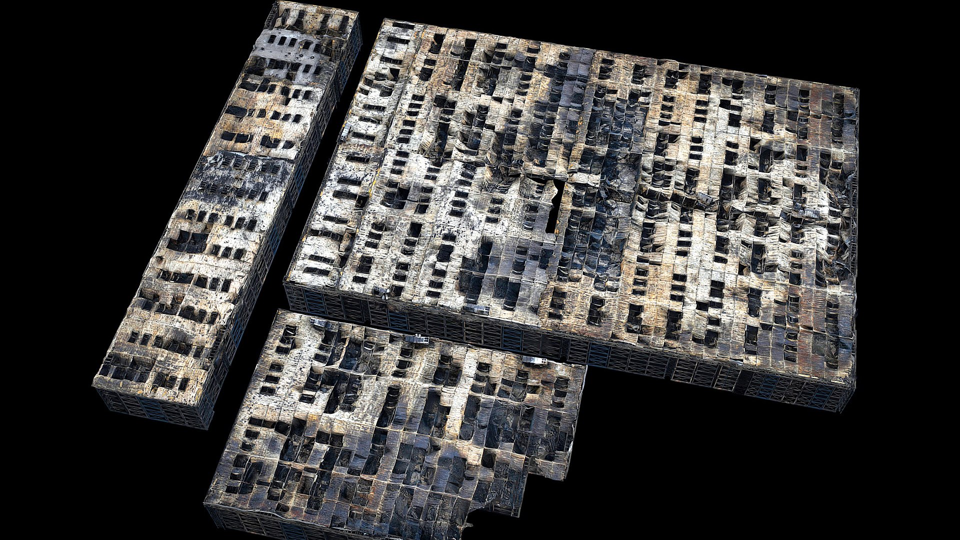 Destroyed Factory Hall Burned Roofs Kitbash Photogrammetry 3D Model ...