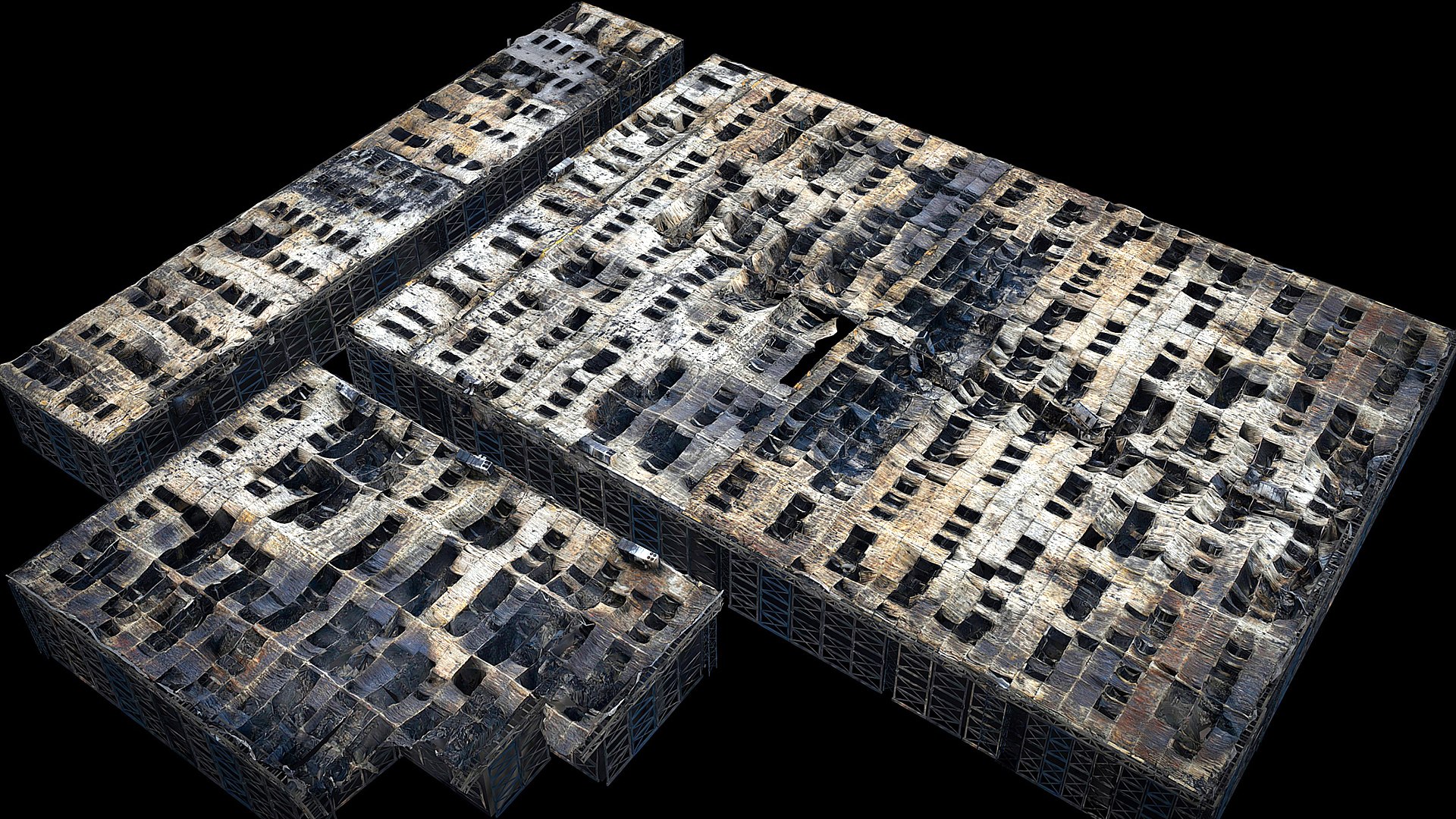 Destroyed Factory Hall Burned Roofs Kitbash Photogrammetry 3D Model ...