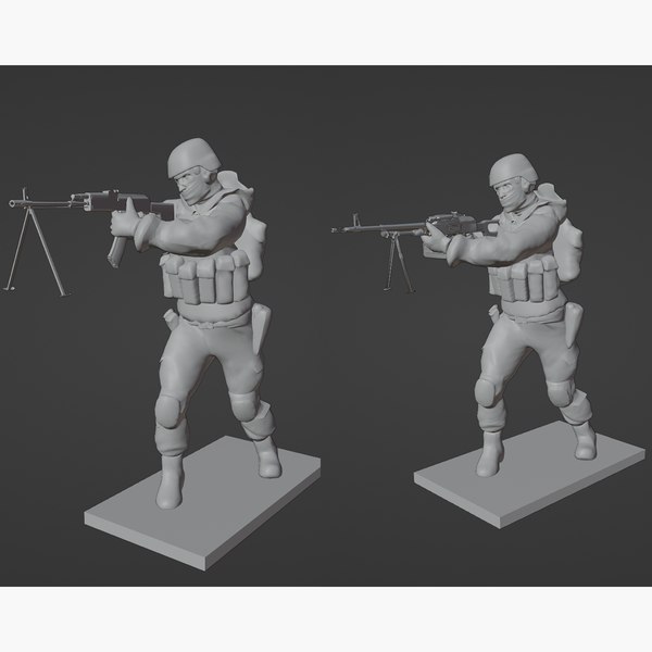Figures of a standing soldier with RPK and PKM STL 3D - TurboSquid 1951570