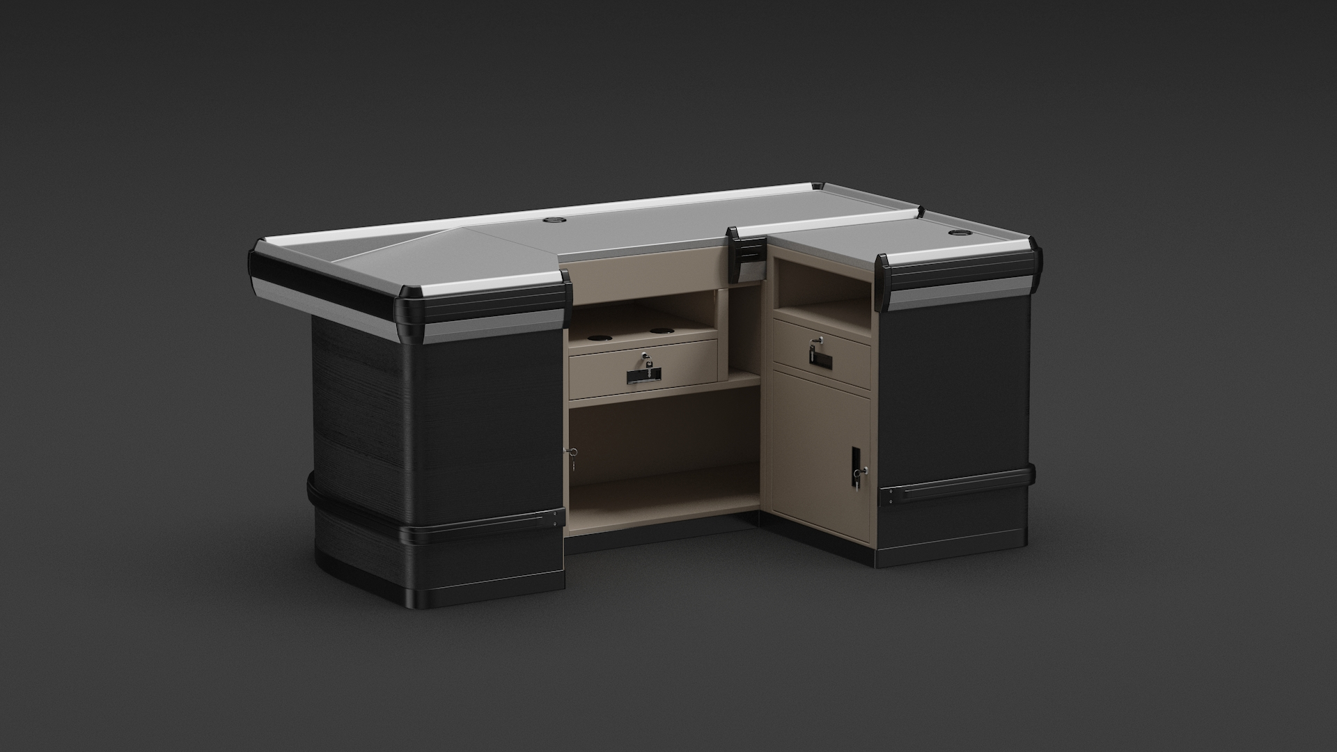 3D Model Retail Cashier Counter Wooden Dark - TurboSquid 2068499