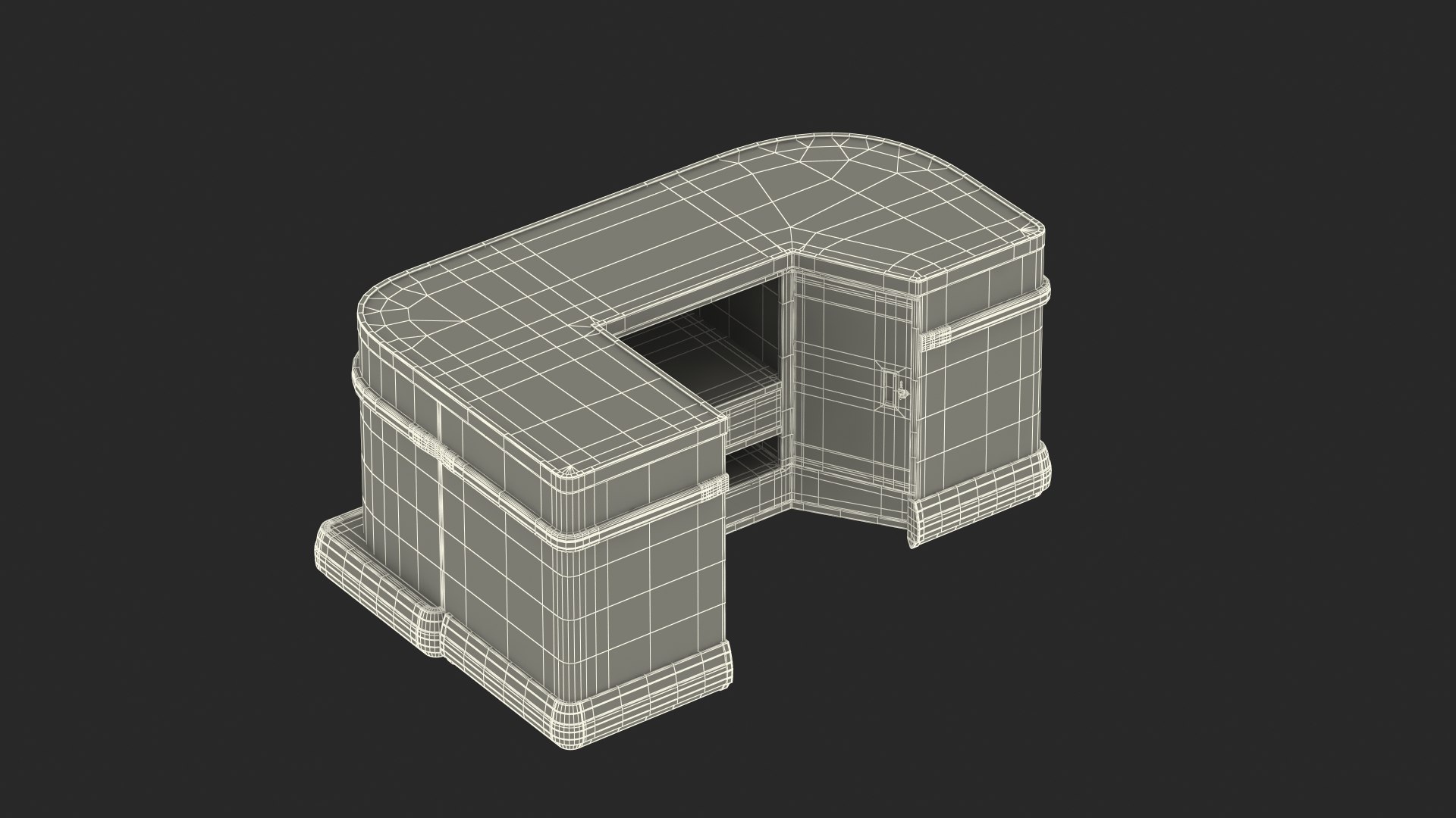 3D Model Retail Cashier Counter Wooden Dark - TurboSquid 2068499