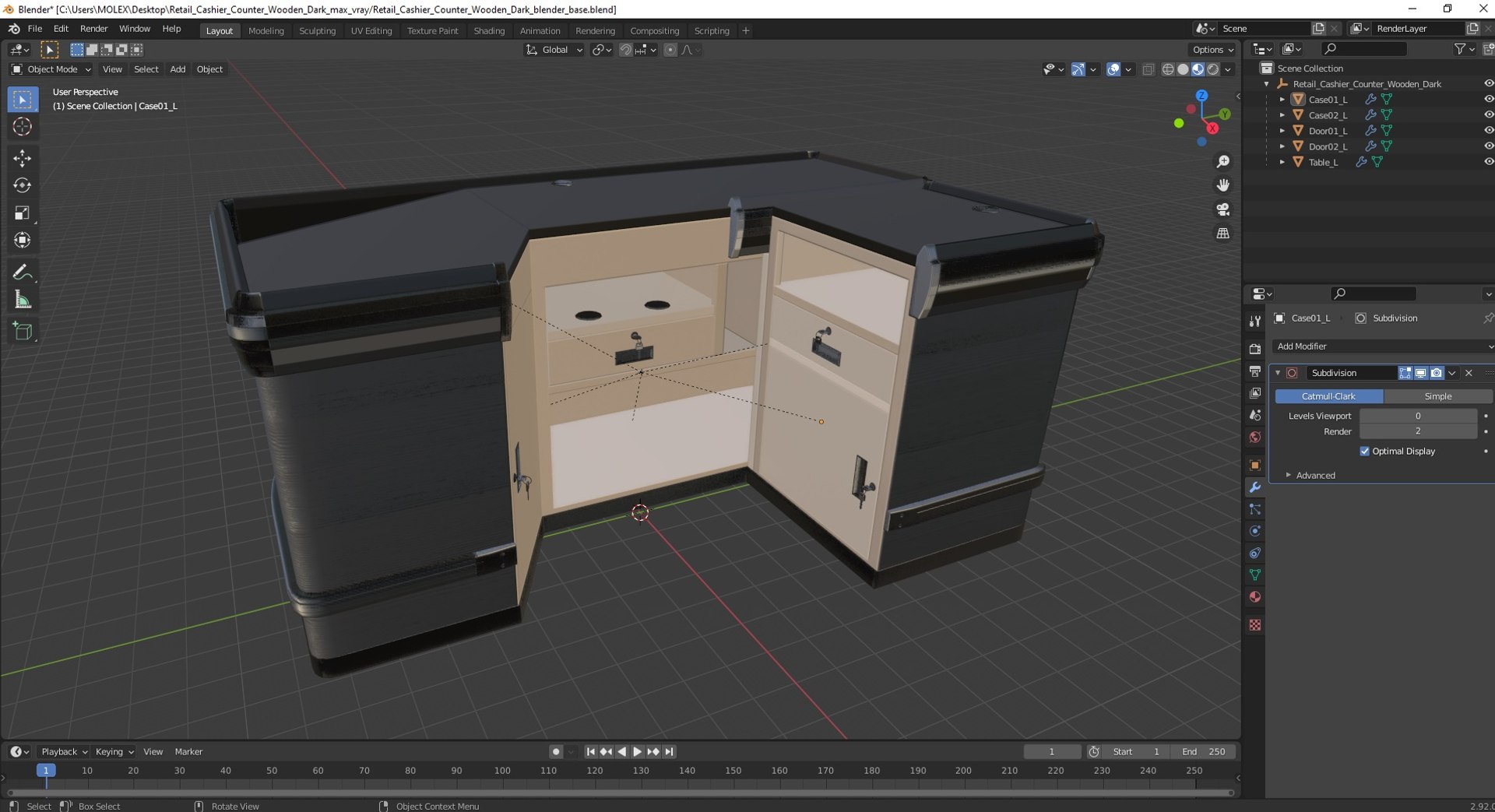 3D model Retail Cashier Counter Wooden Dark - TurboSquid 2068499