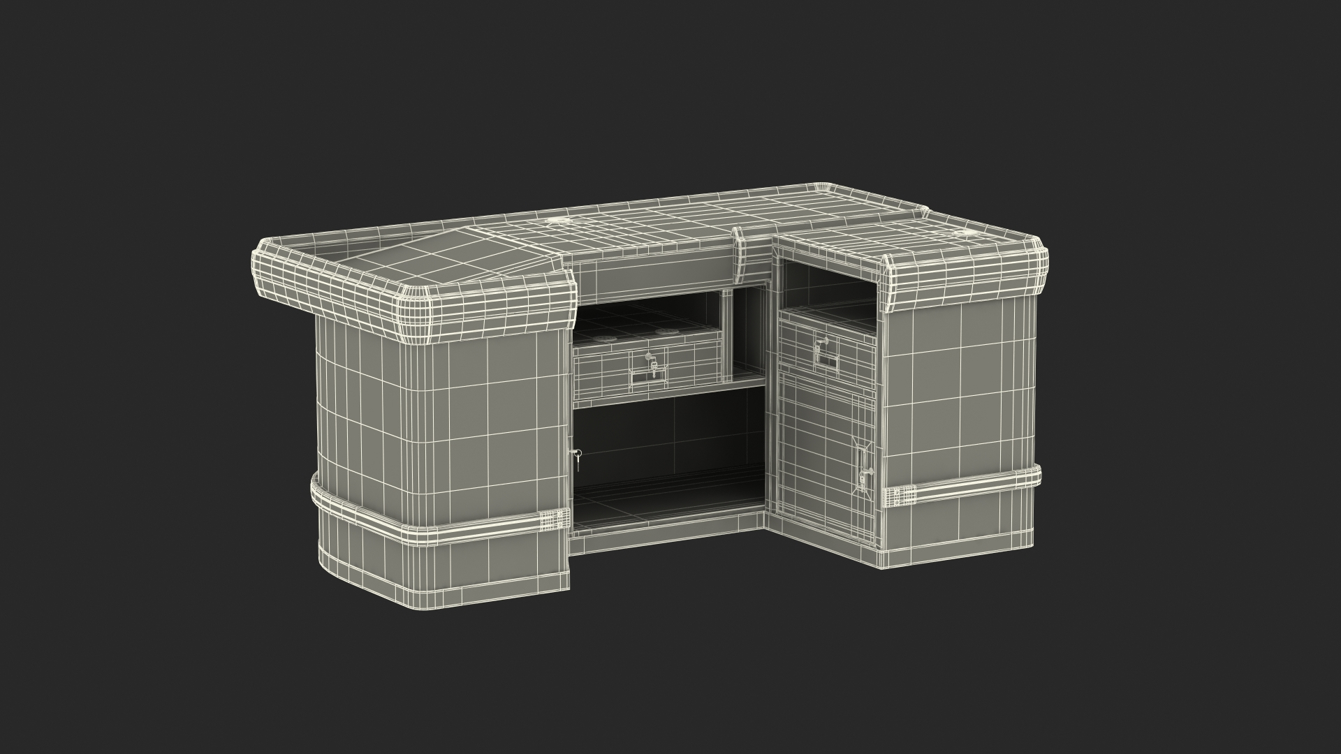 3D Model Retail Cashier Counter Wooden Dark - TurboSquid 2068499