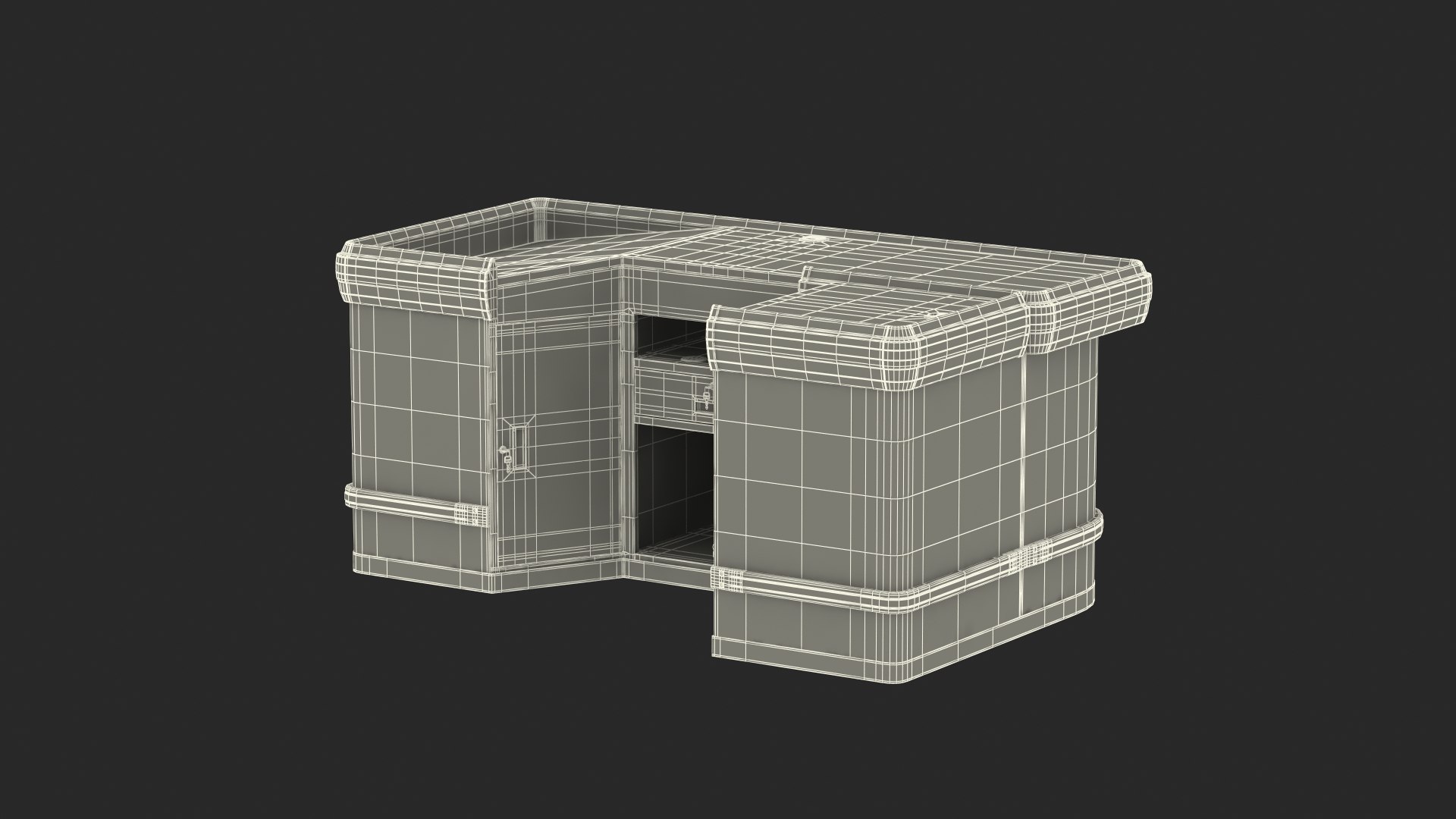 3D Model Retail Cashier Counter Wooden Dark - TurboSquid 2068499