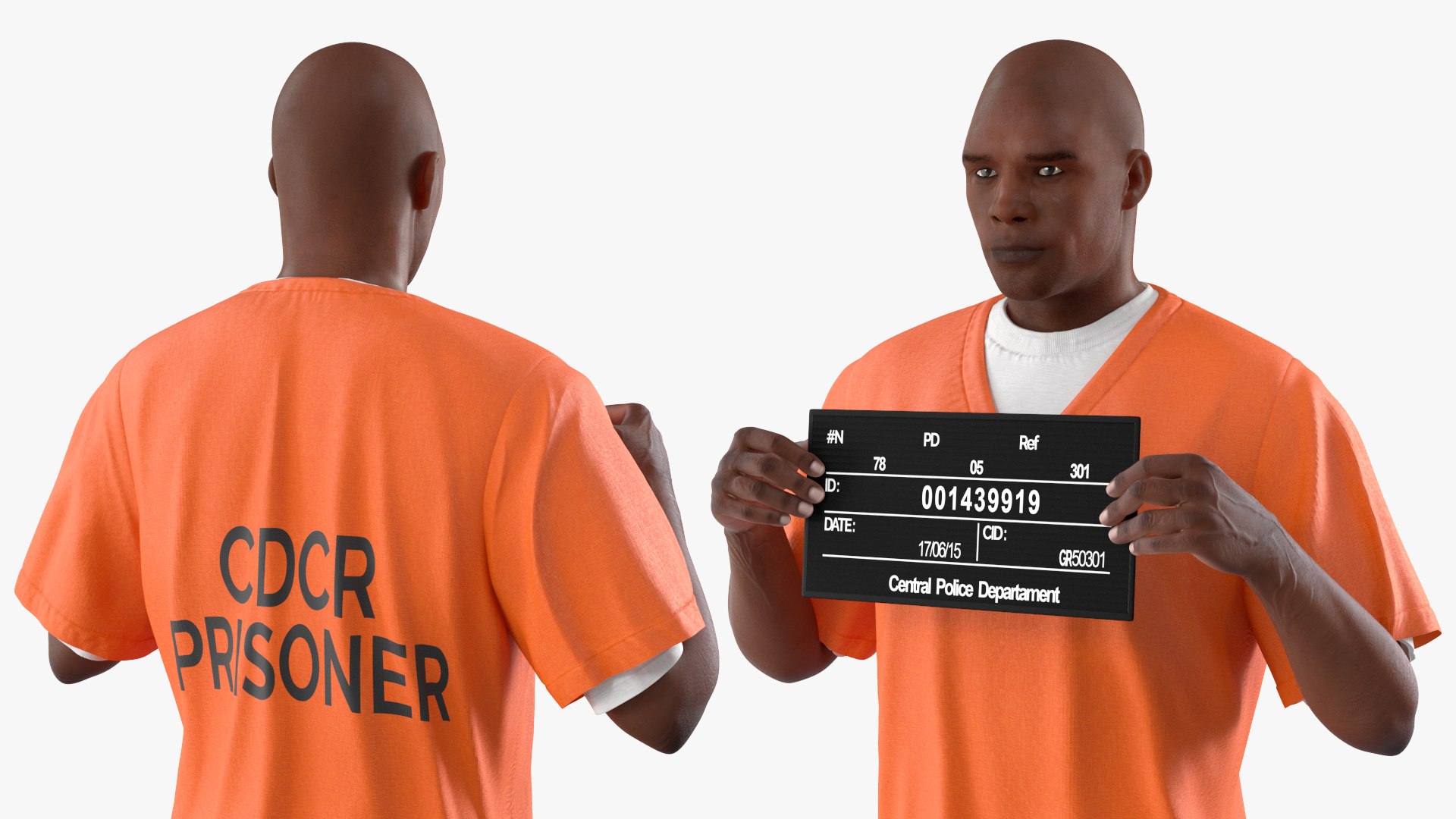 Black Male Prisoner With Mugshot Board 3D Model - TurboSquid 2363089