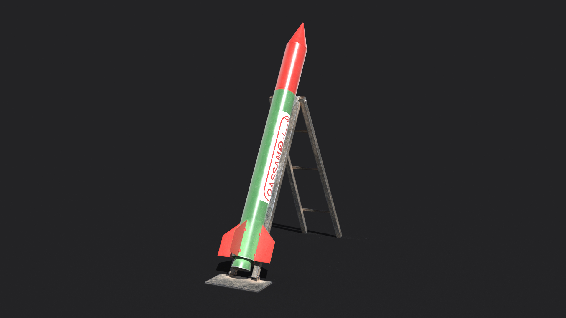 3D Qassam 2 Rocket With Launcher - TurboSquid 2147169