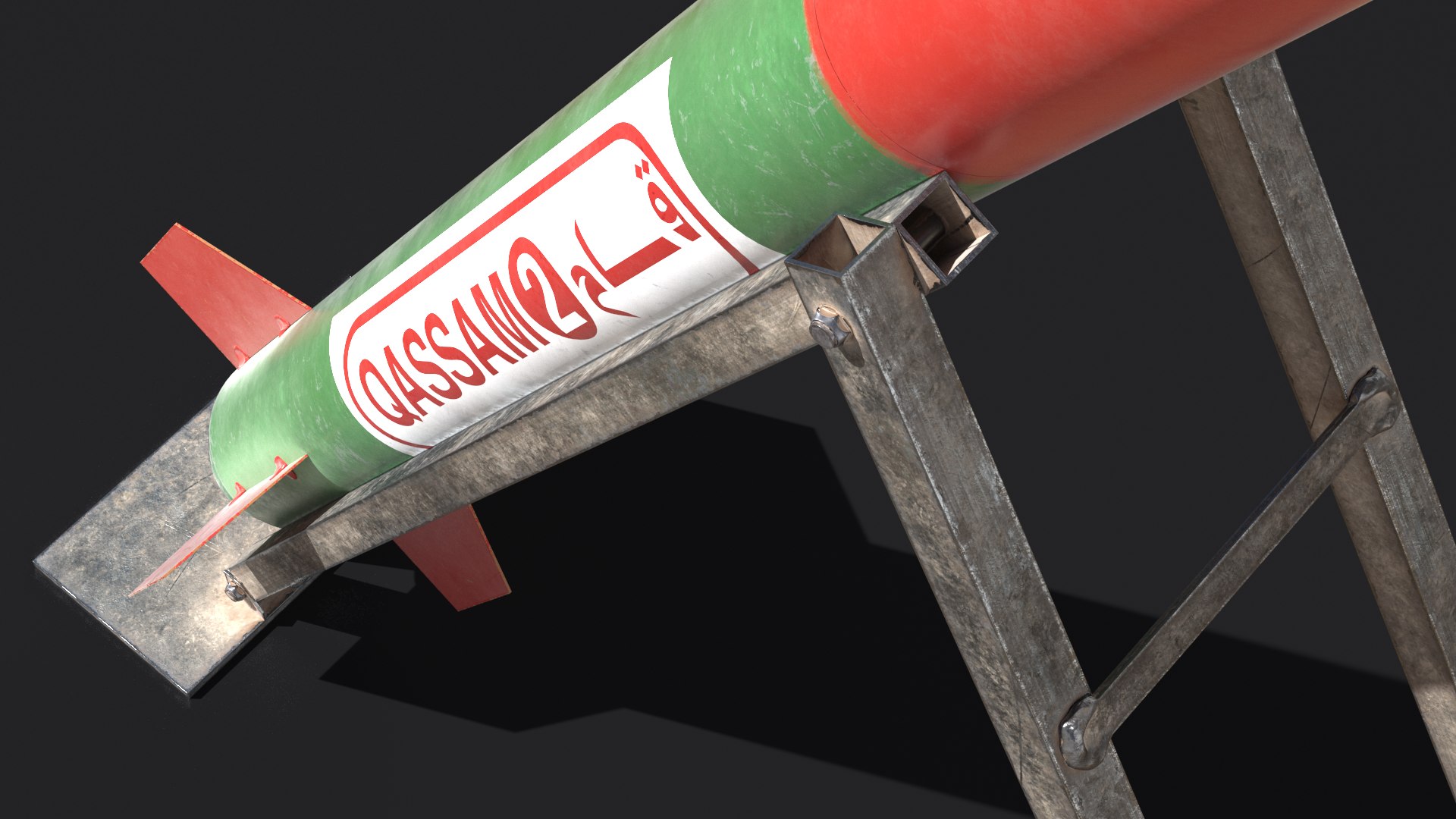 3D Qassam 2 Rocket With Launcher - TurboSquid 2147169