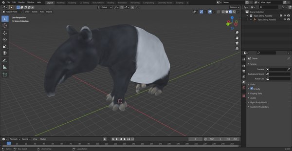 Tapir Sitting Pose 3D model - TurboSquid 1919758