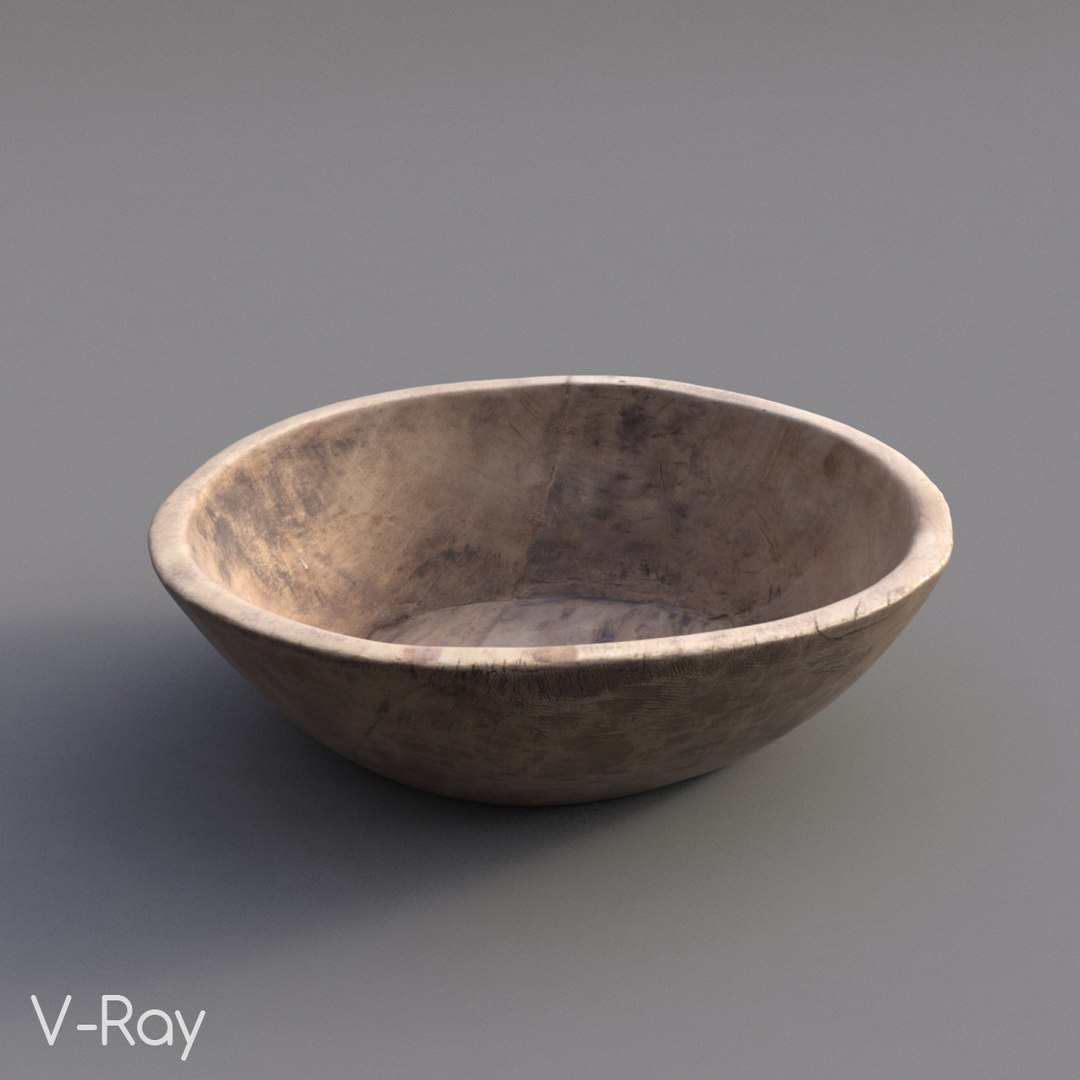 3d Model Antique Wood Bowl