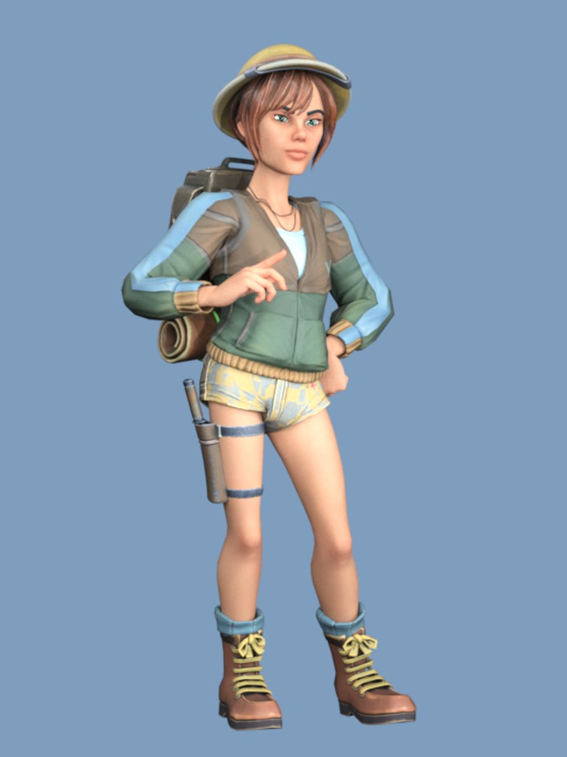 Cartoon 3d Rigged Adventure Girl-Willy Character Model 3D - TurboSquid ...