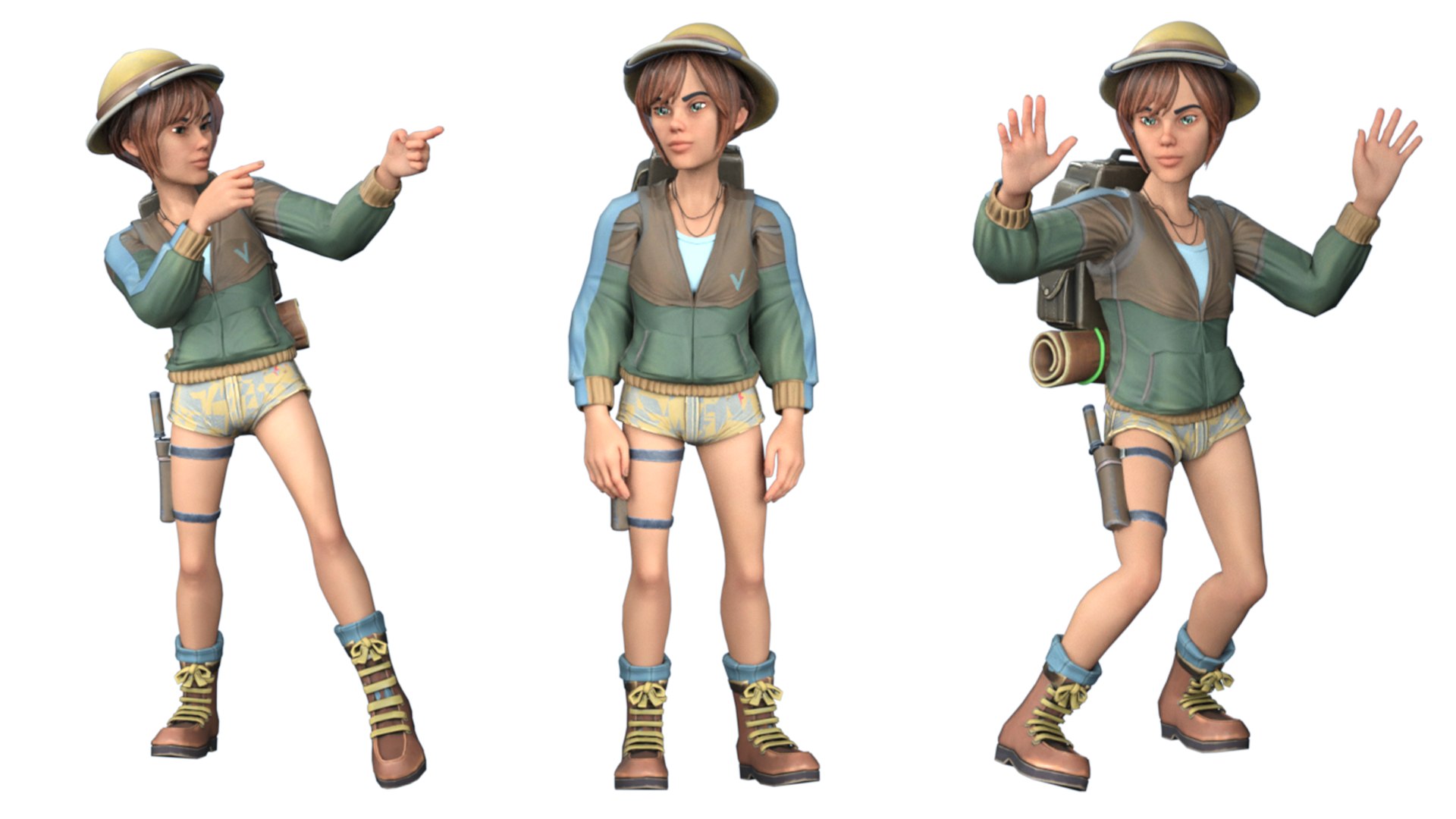 Cartoon 3d Rigged Adventure Girl-Willy Character Model 3D - TurboSquid ...