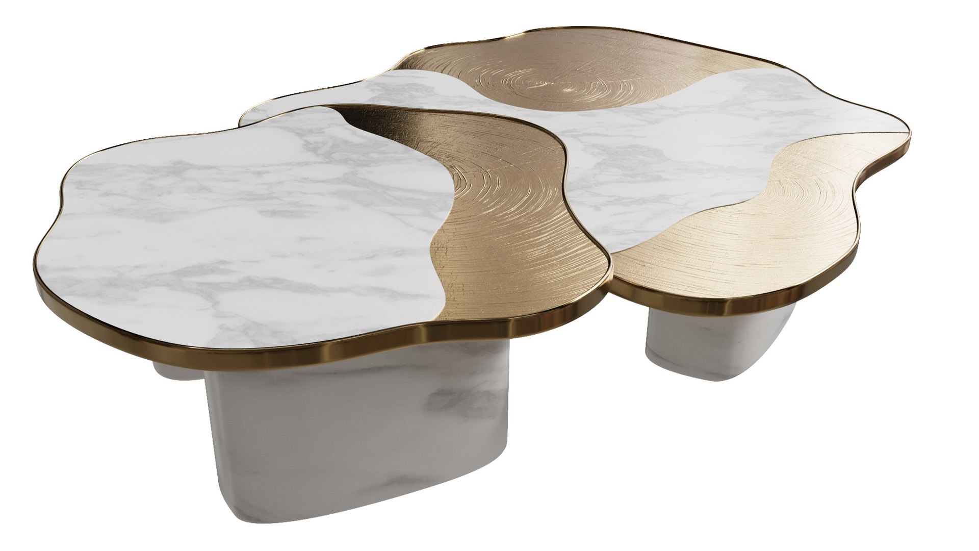 3D Boca Do Lobo Coffee Side Tables Ophelia Calacatta Marble Gold Model ...