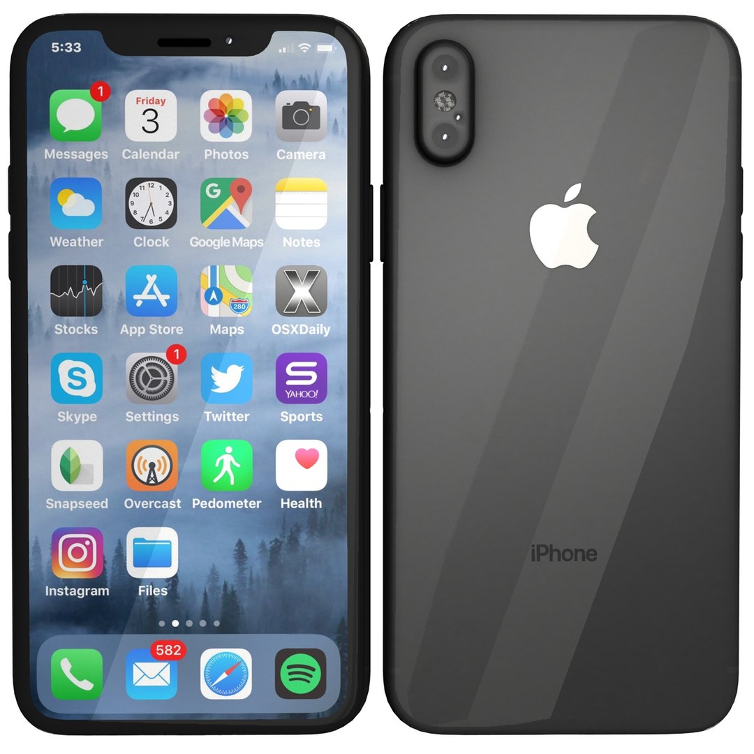 Space gray iphone x 3D model - TurboSquid 1338683