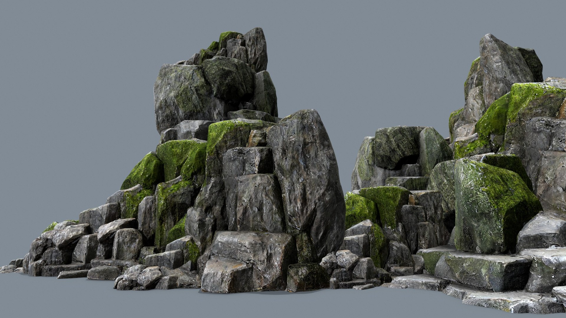 3D Mossy Cliff Rocks - TurboSquid 2209404