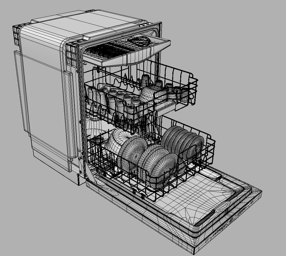 3d Dishwasher Kitchen Interior Model