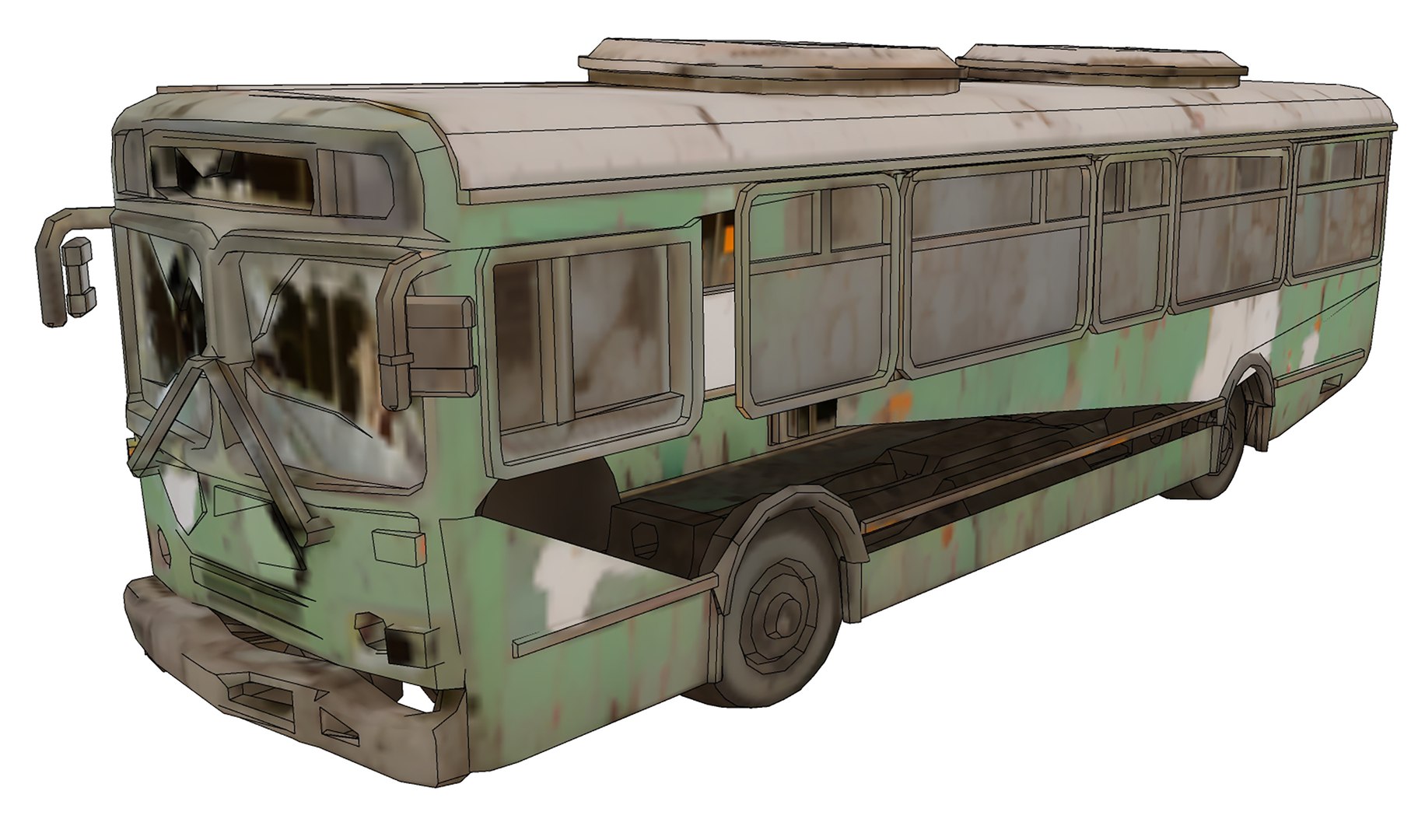 Derelict Transit Bus Amid Debris Model - TurboSquid 2456439
