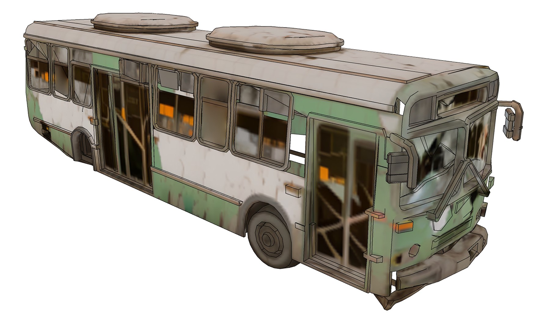 Derelict Transit Bus Amid Debris Model - TurboSquid 2456439