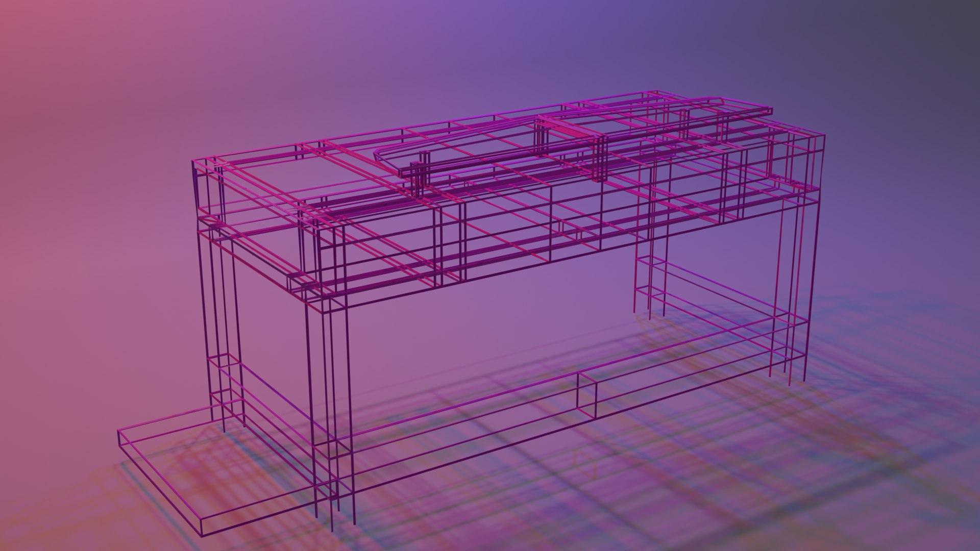 Pc Table Bench Low-poly Model - TurboSquid 1712283