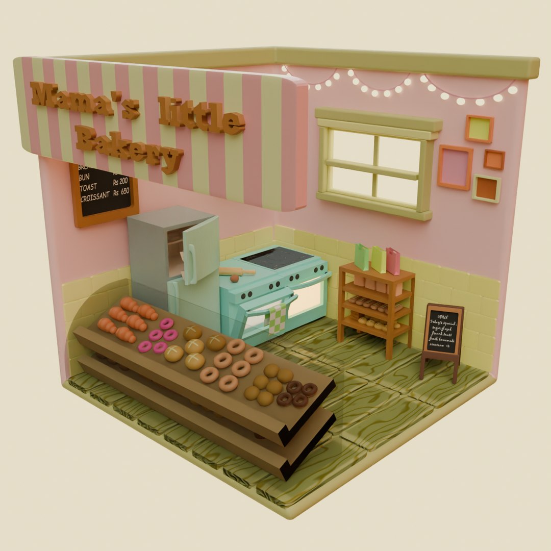 3D Isometric Low-Poly Bakery Interior 3D Model - TurboSquid 2297477