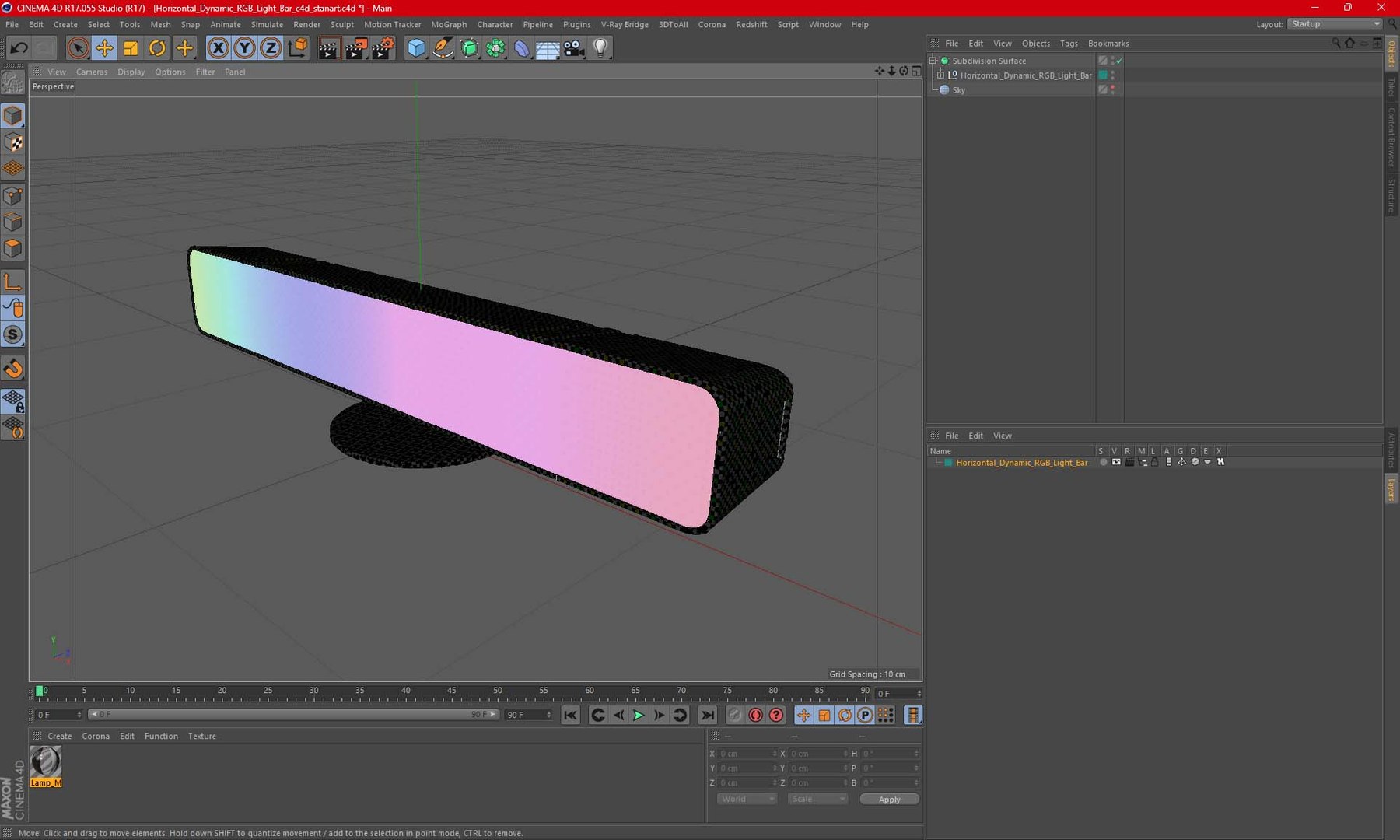3D Model Horizontal Dynamic RGB Light Bar - TurboSquid 2202684