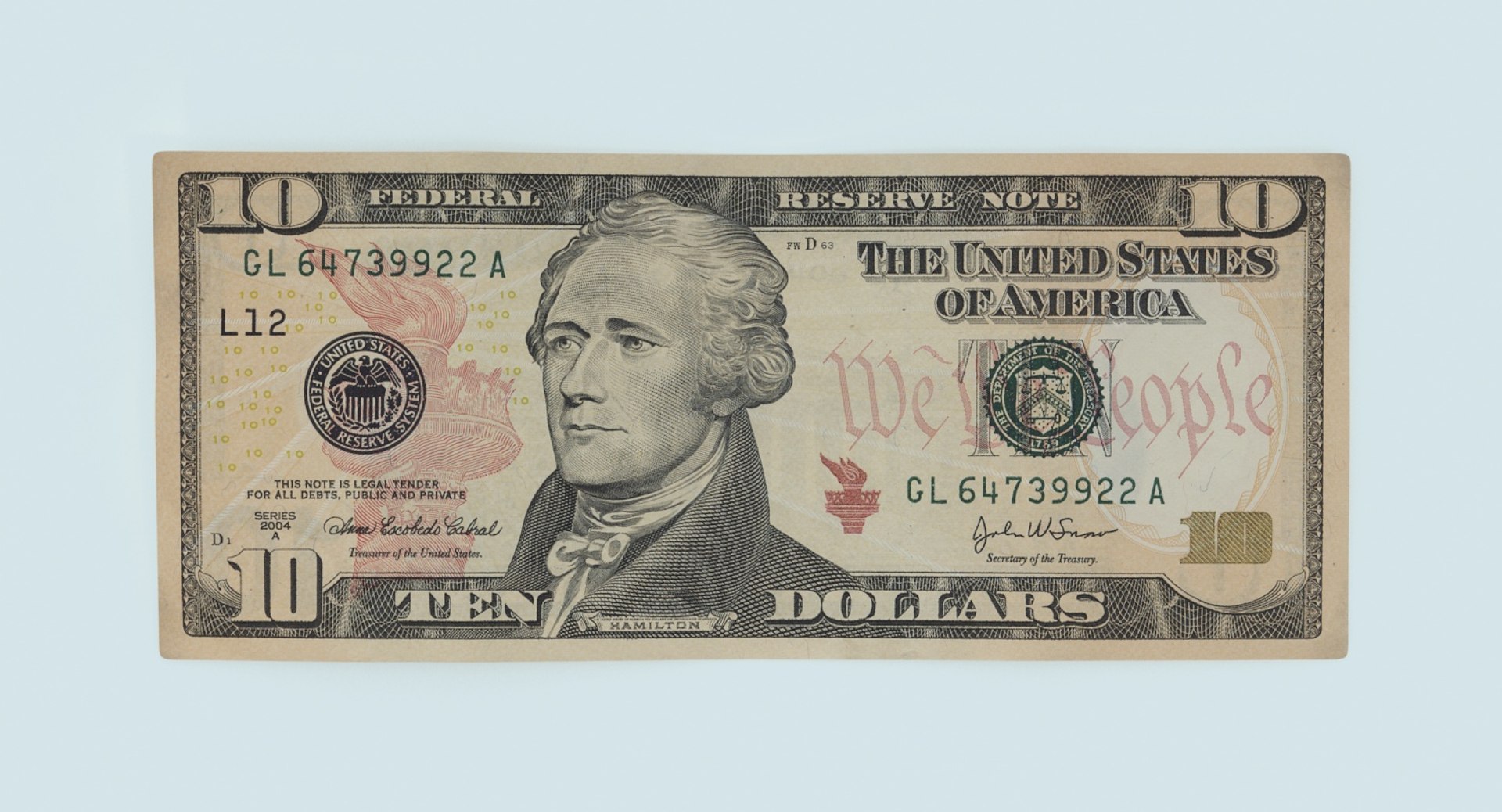 3d 10 dollar bill single
