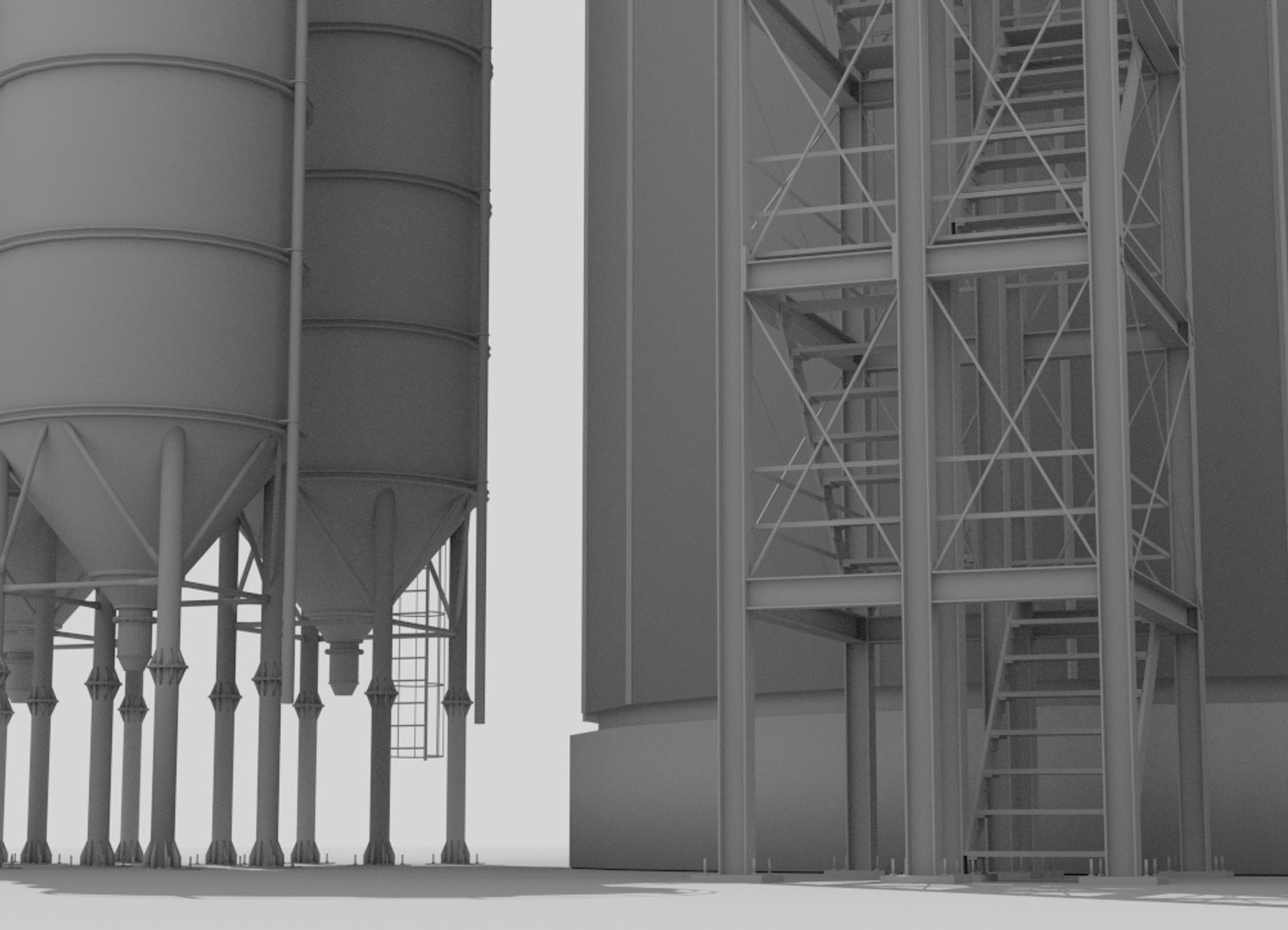 Industrial Silos 3d Model