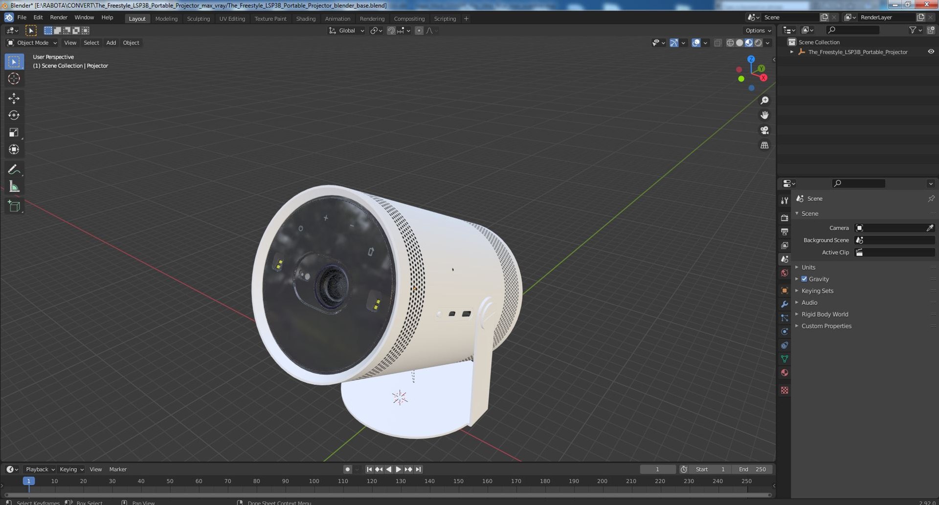 The Freestyle LSP3B Portable Projector 3D - TurboSquid 2190623