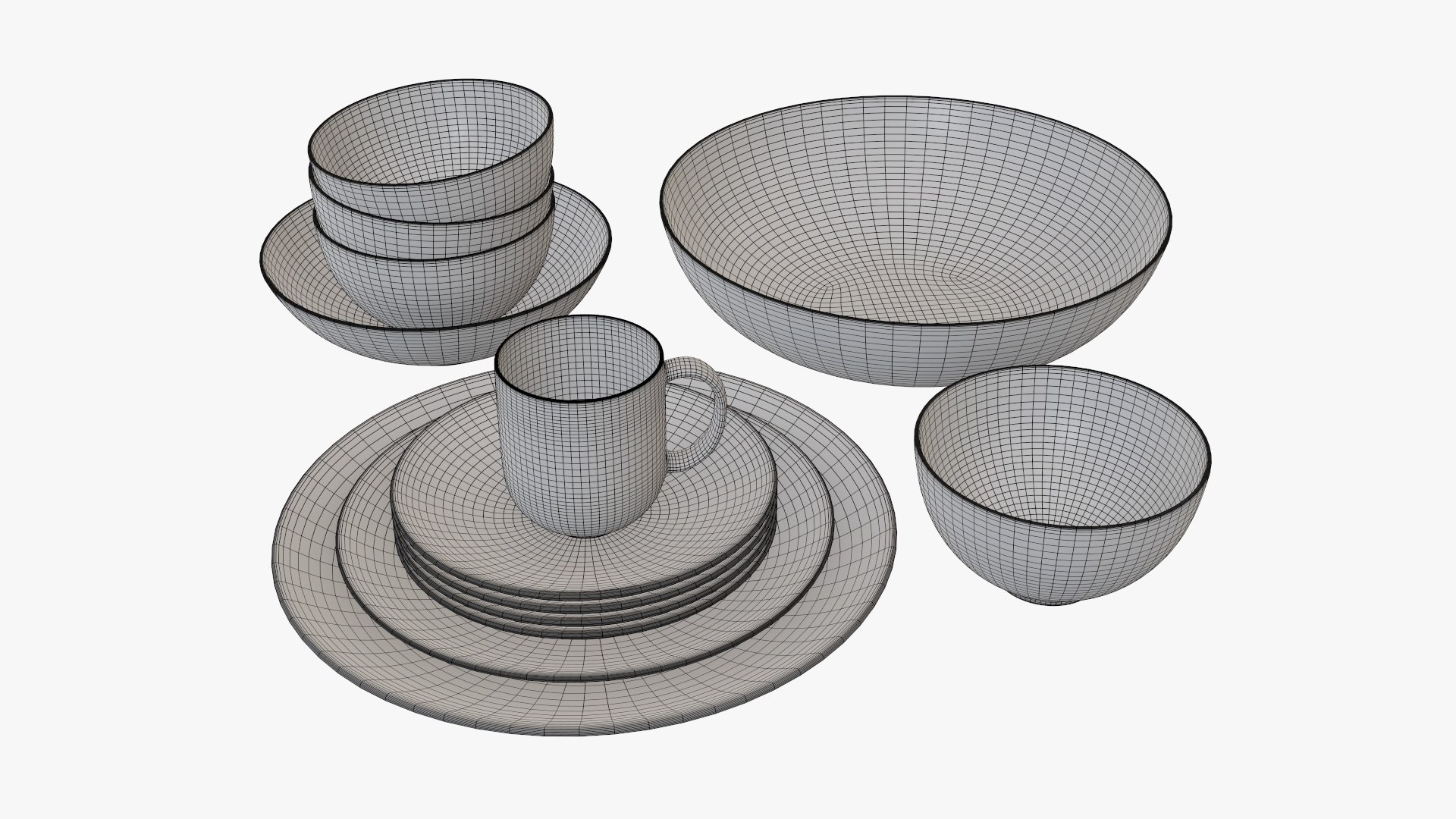 Set Dinnerware Bowl 3D Model - TurboSquid 1607280