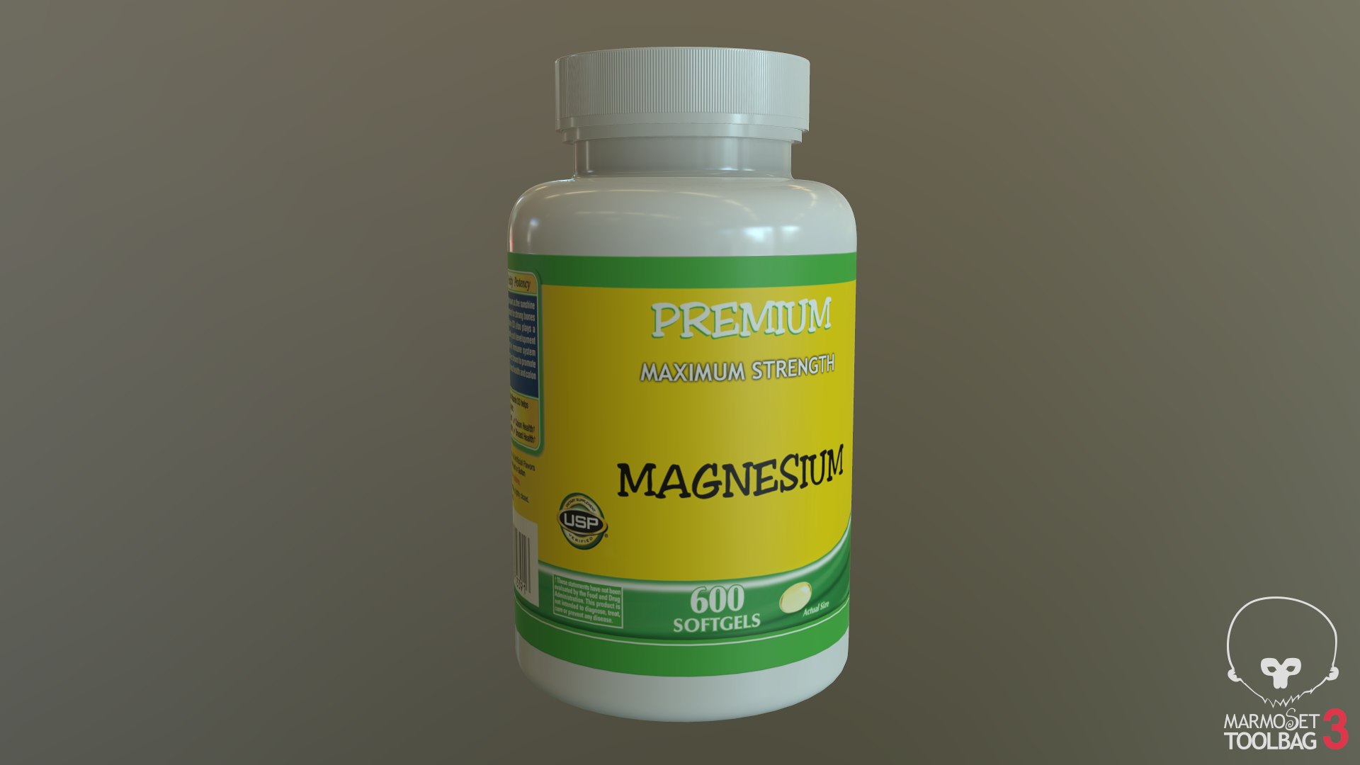 3D Model Magnesium Supplement Bottle - TurboSquid 1835458