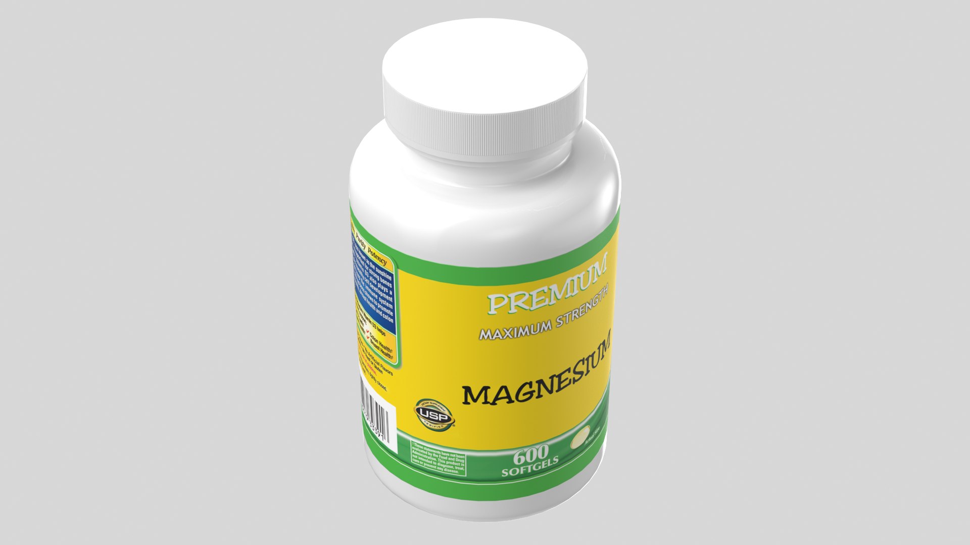 3D Model Magnesium Supplement Bottle - TurboSquid 1835458