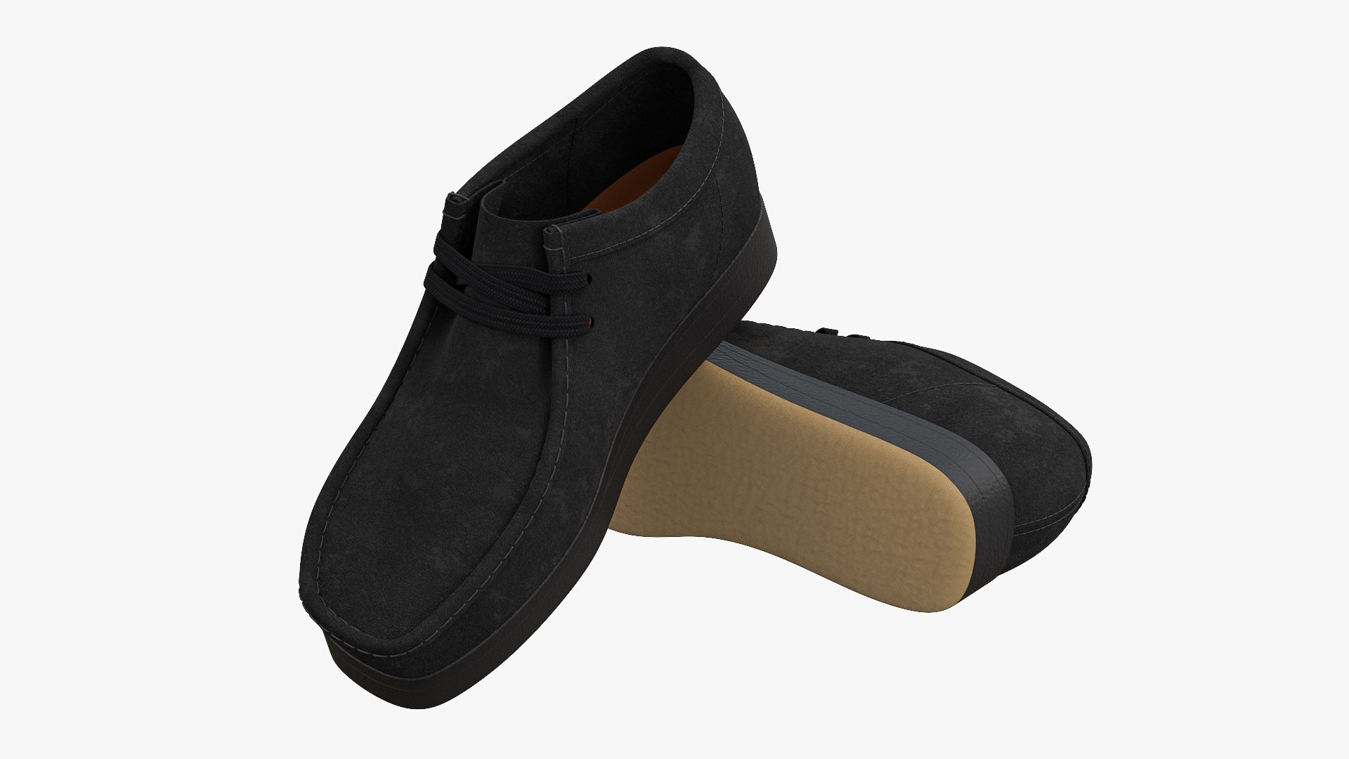 Clarks Wallabee Black Suede 3D Model - TurboSquid 2222379