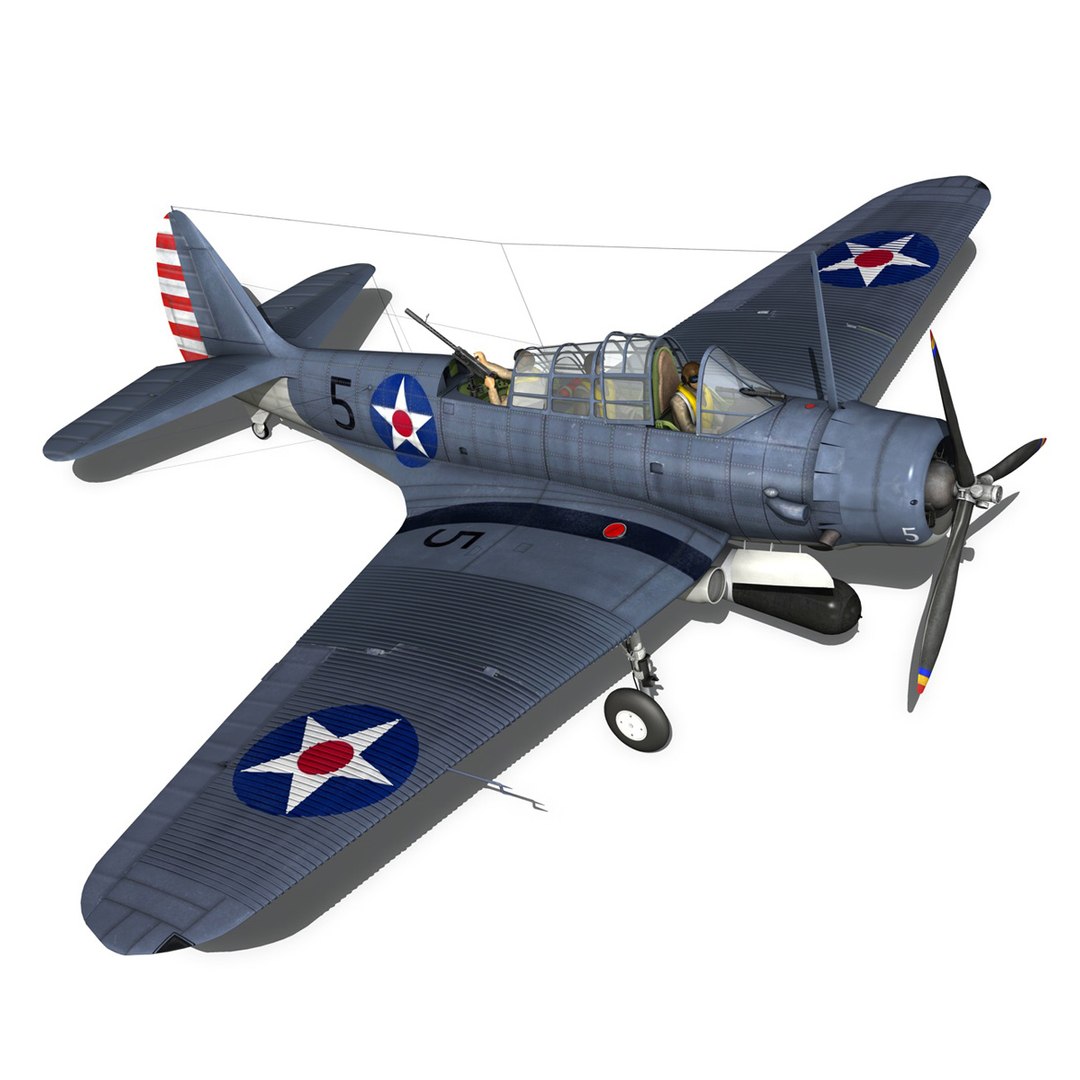 Douglas Tdb-1 Devastator Bomber 3d Model