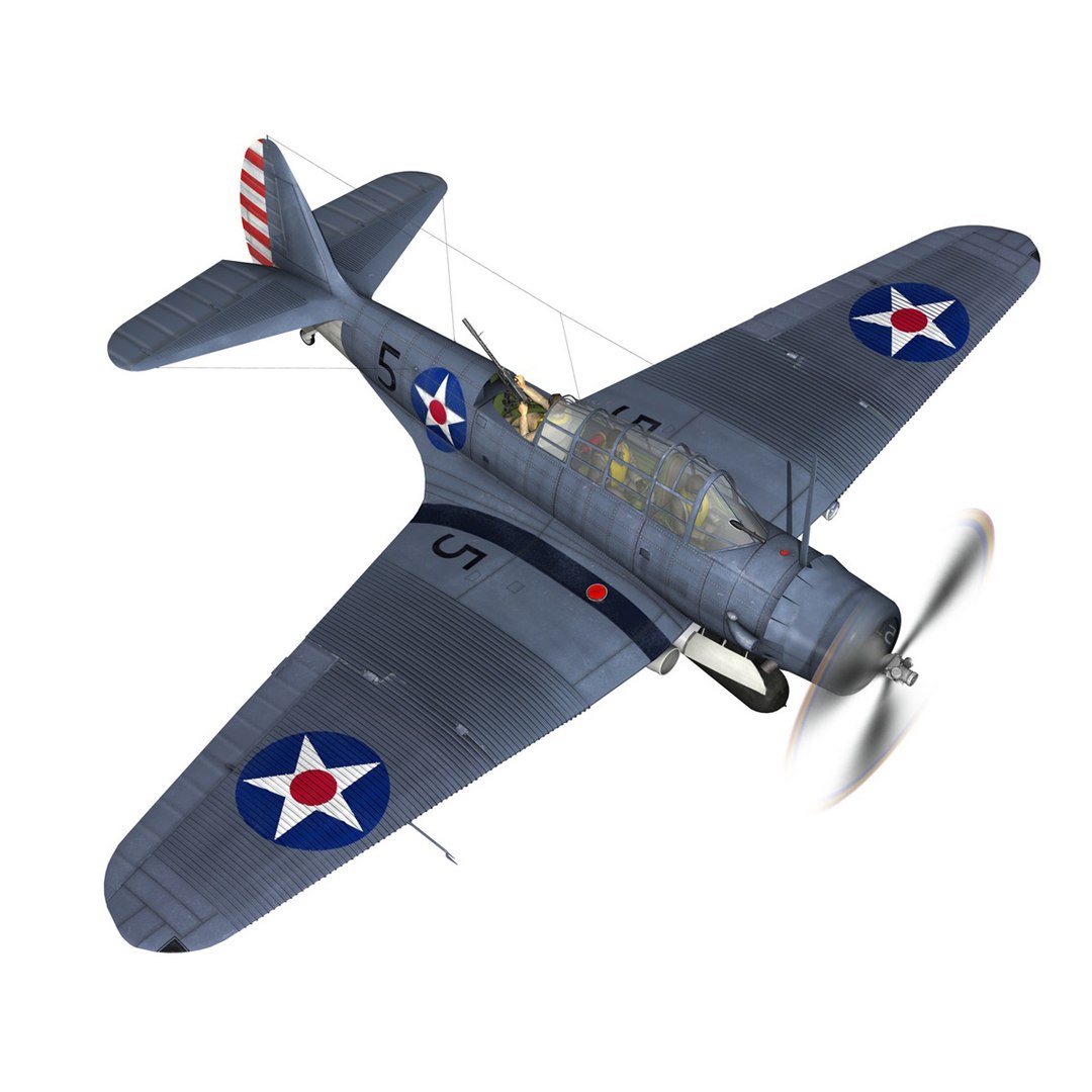 Douglas Tdb-1 Devastator Bomber 3d Model