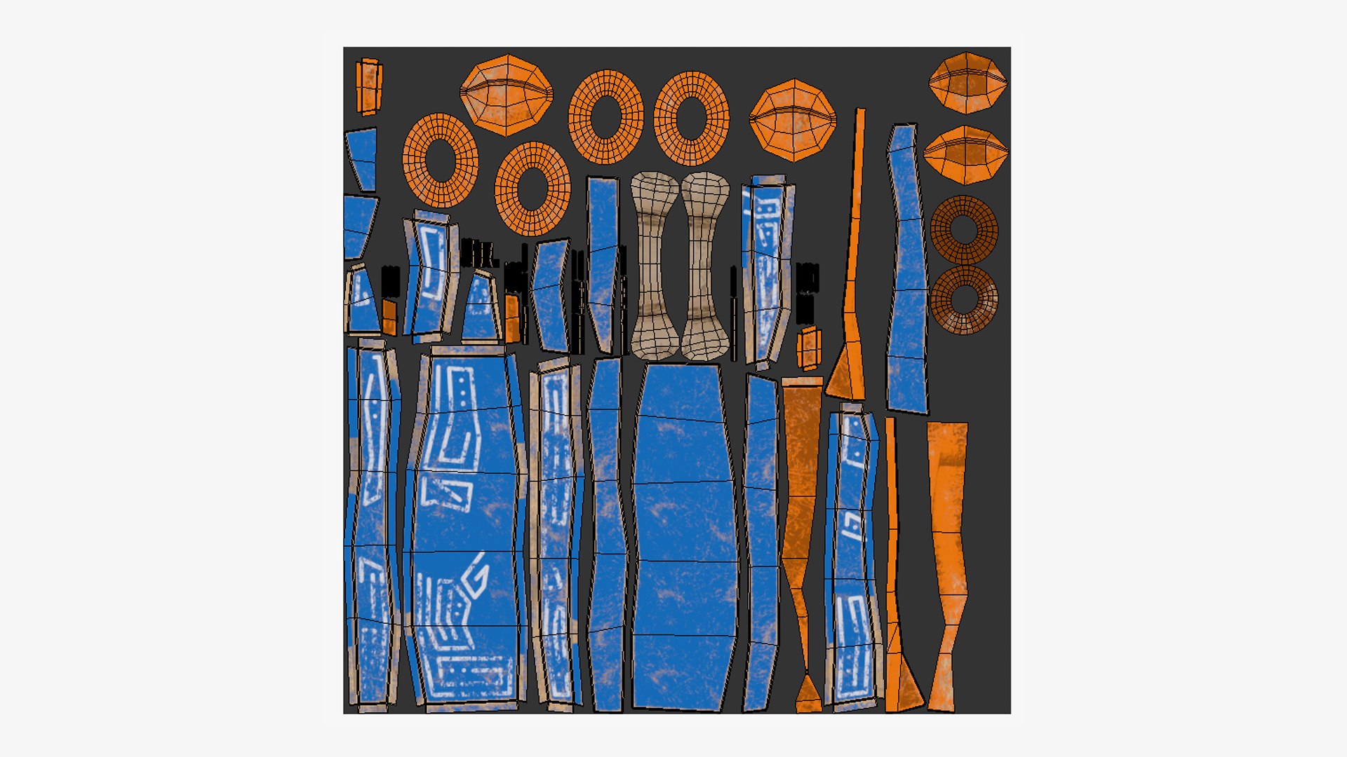 3D Tribal Mask E06 Blue Orange - Costume Character Design model ...