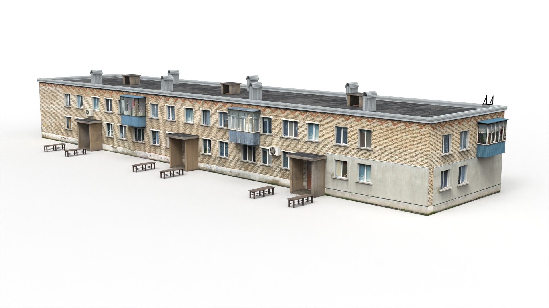 Soviet Residential Two-story House 3D Model - TurboSquid 1819770
